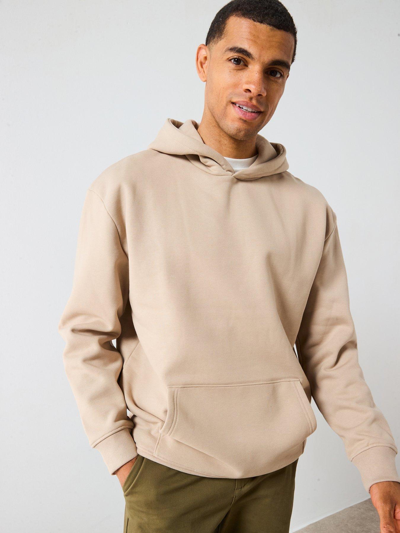 Very Man Heavyweight Relaxed Fit Hoodie - Beige | Very
