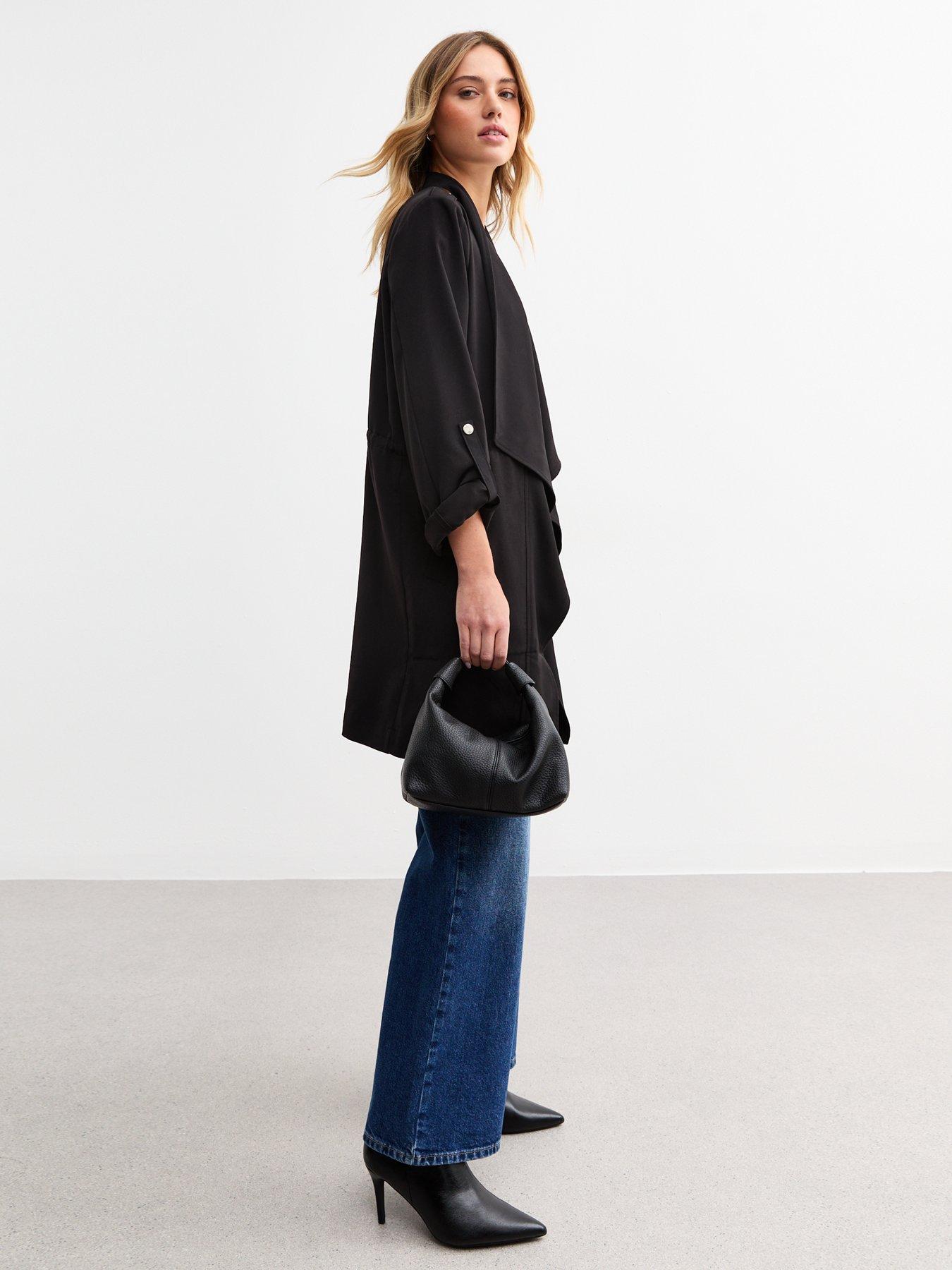 New Look Black Waterfall Hem Duster Jacket | Very