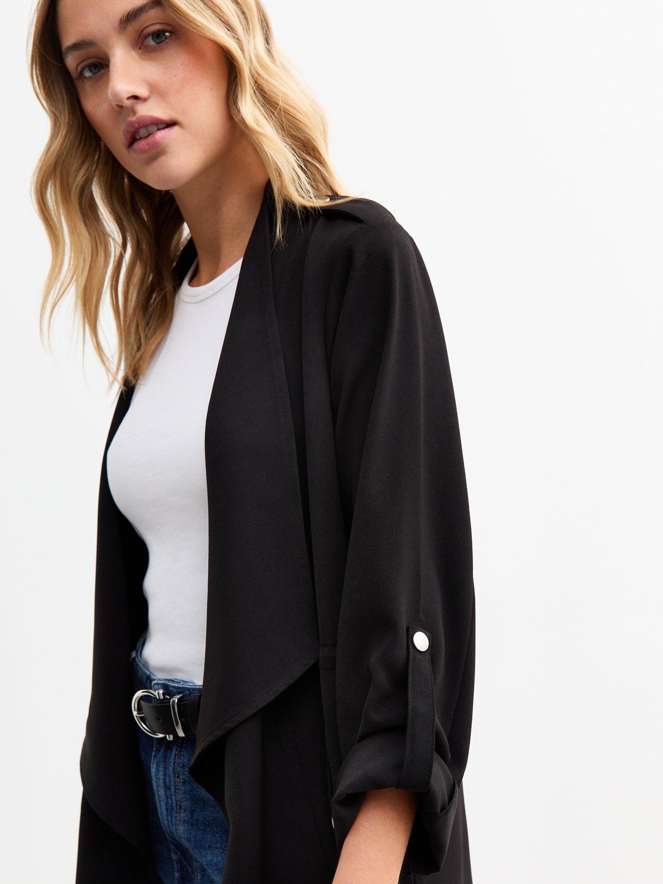 New Look Black Waterfall Hem Duster Jacket | Very