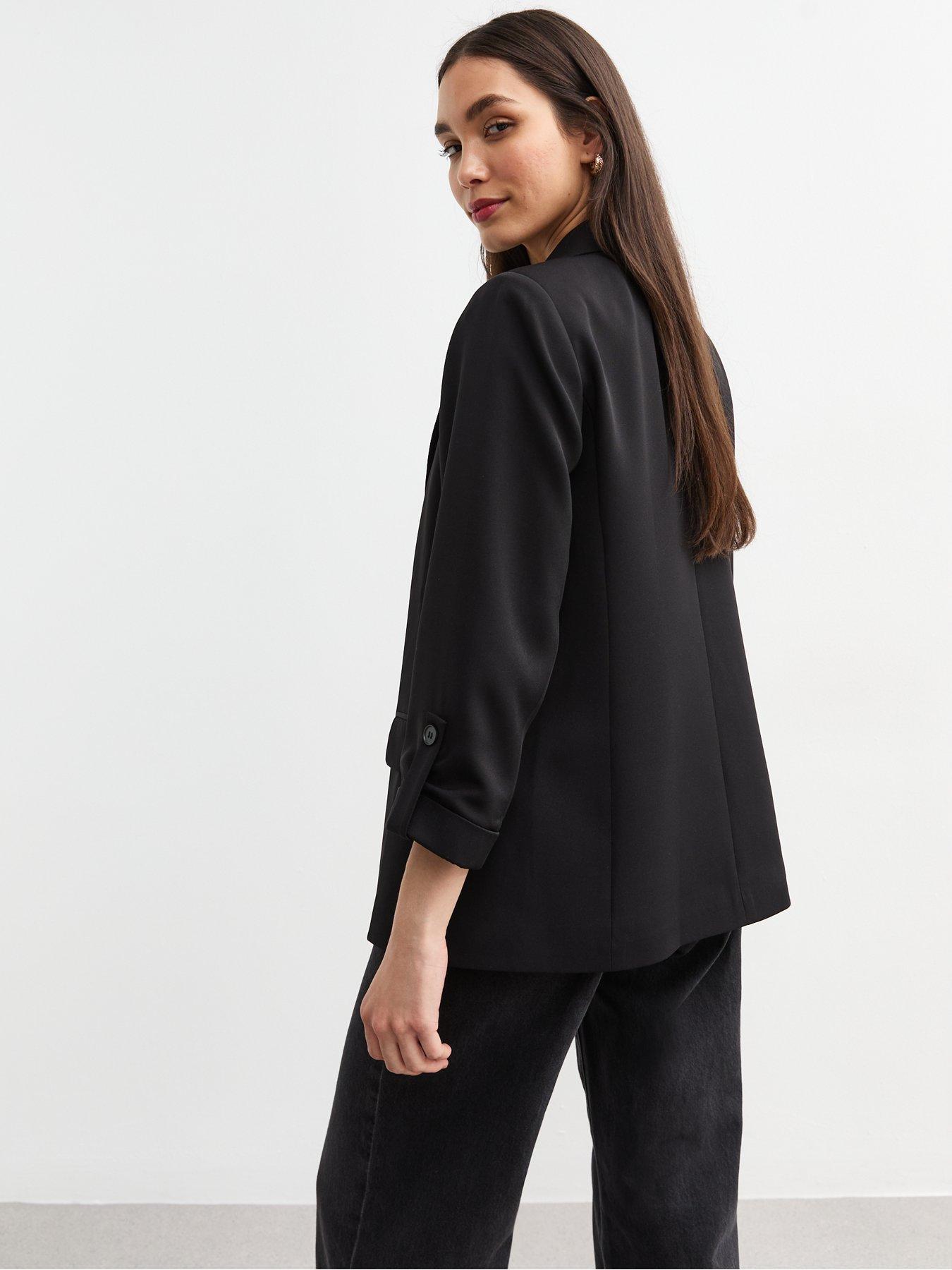 New Look Black Cropped Sleeve Blazer | Very