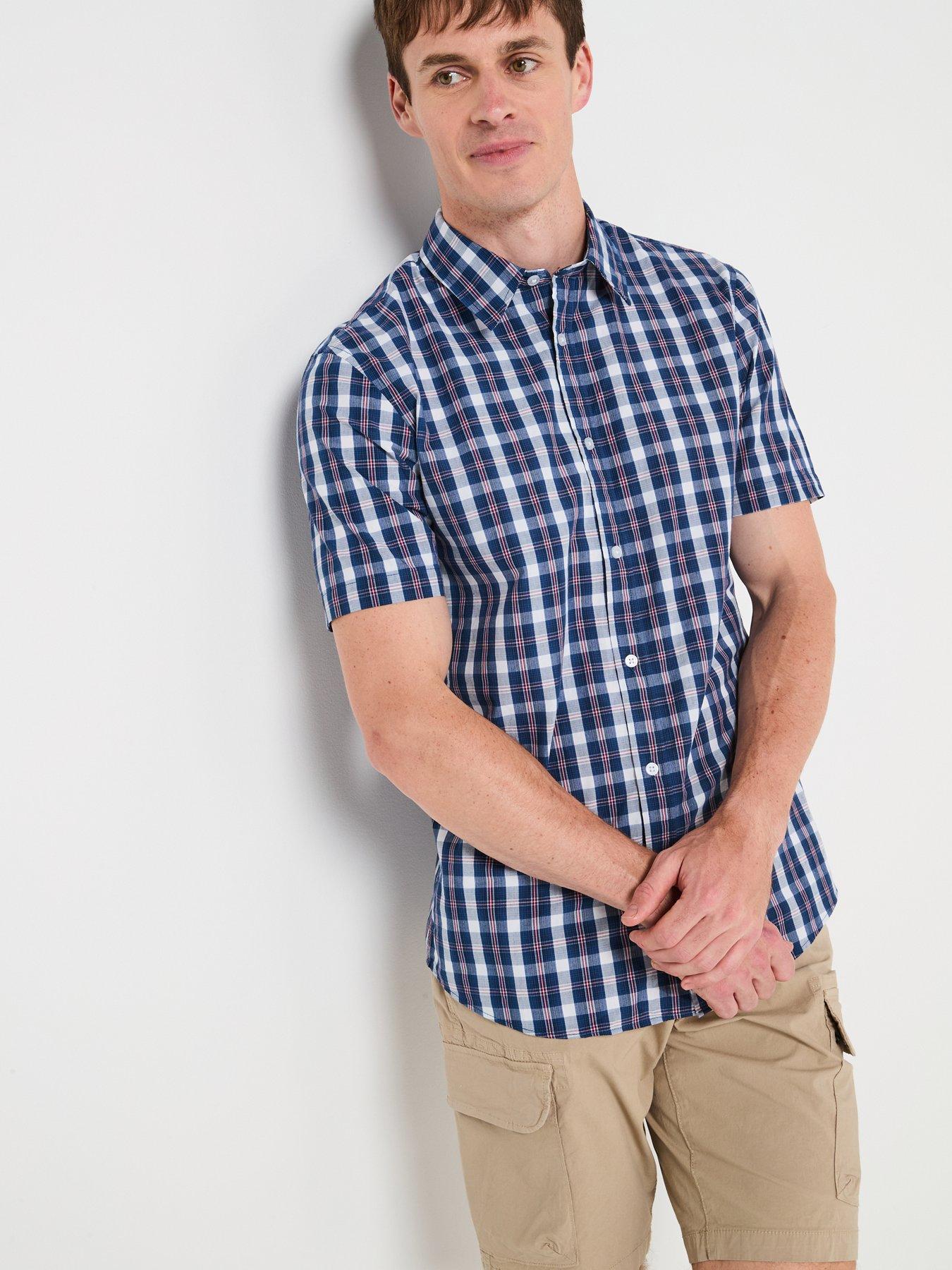 Very Man Short Sleeve Check Shirt - Navy | Very