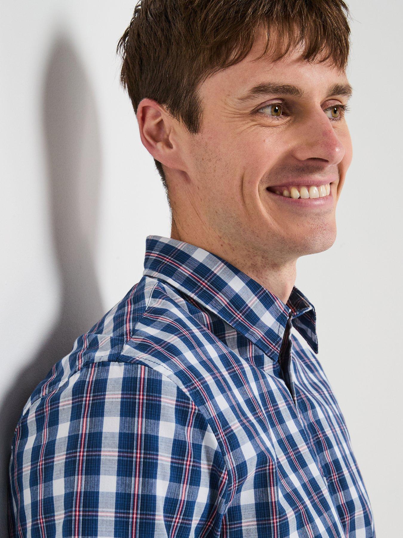 Very Man Short Sleeve Check Shirt - Navy | Very