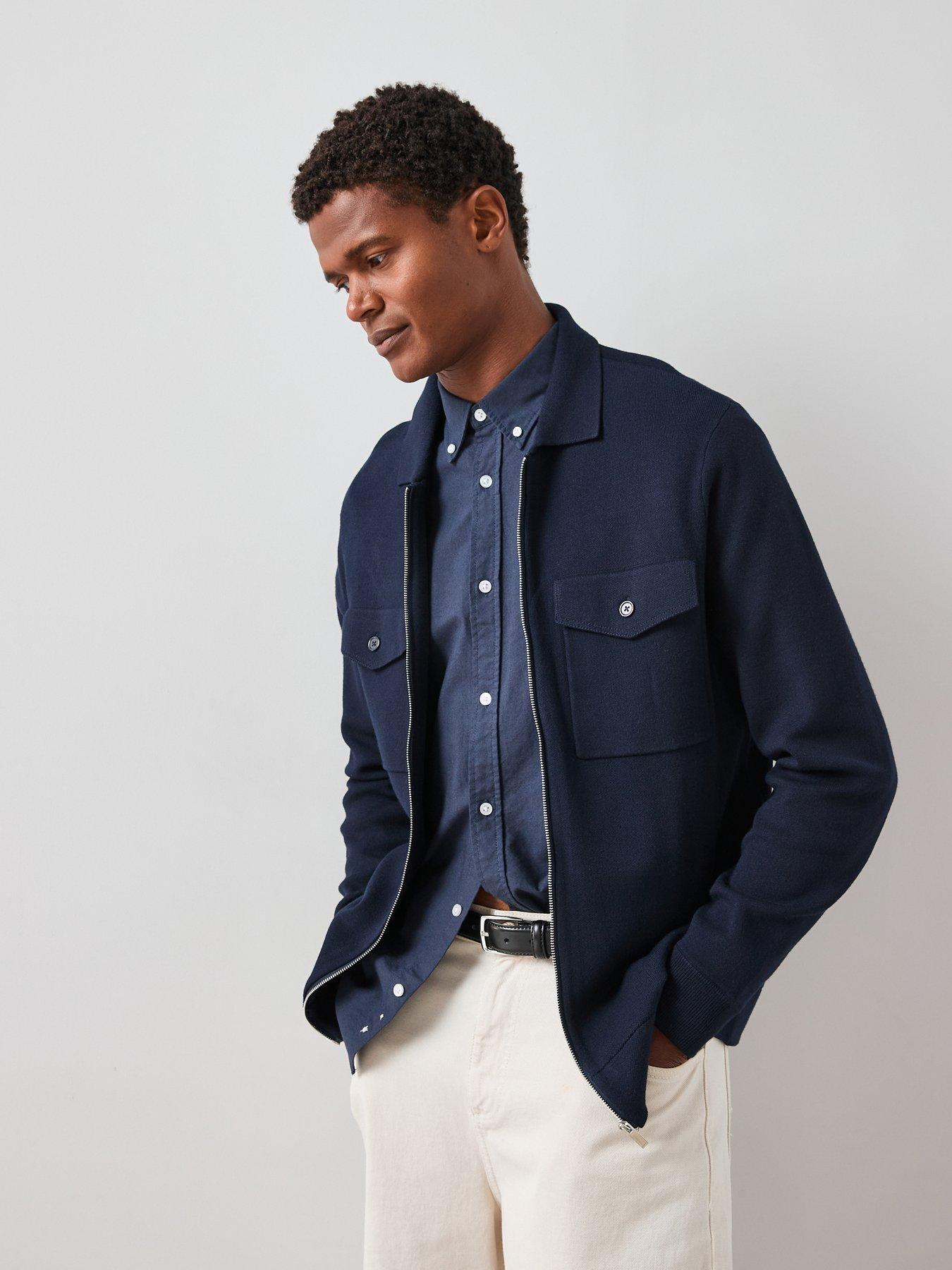 The Very Collection Midweight Knitted Zip Shacket - Navy | Very