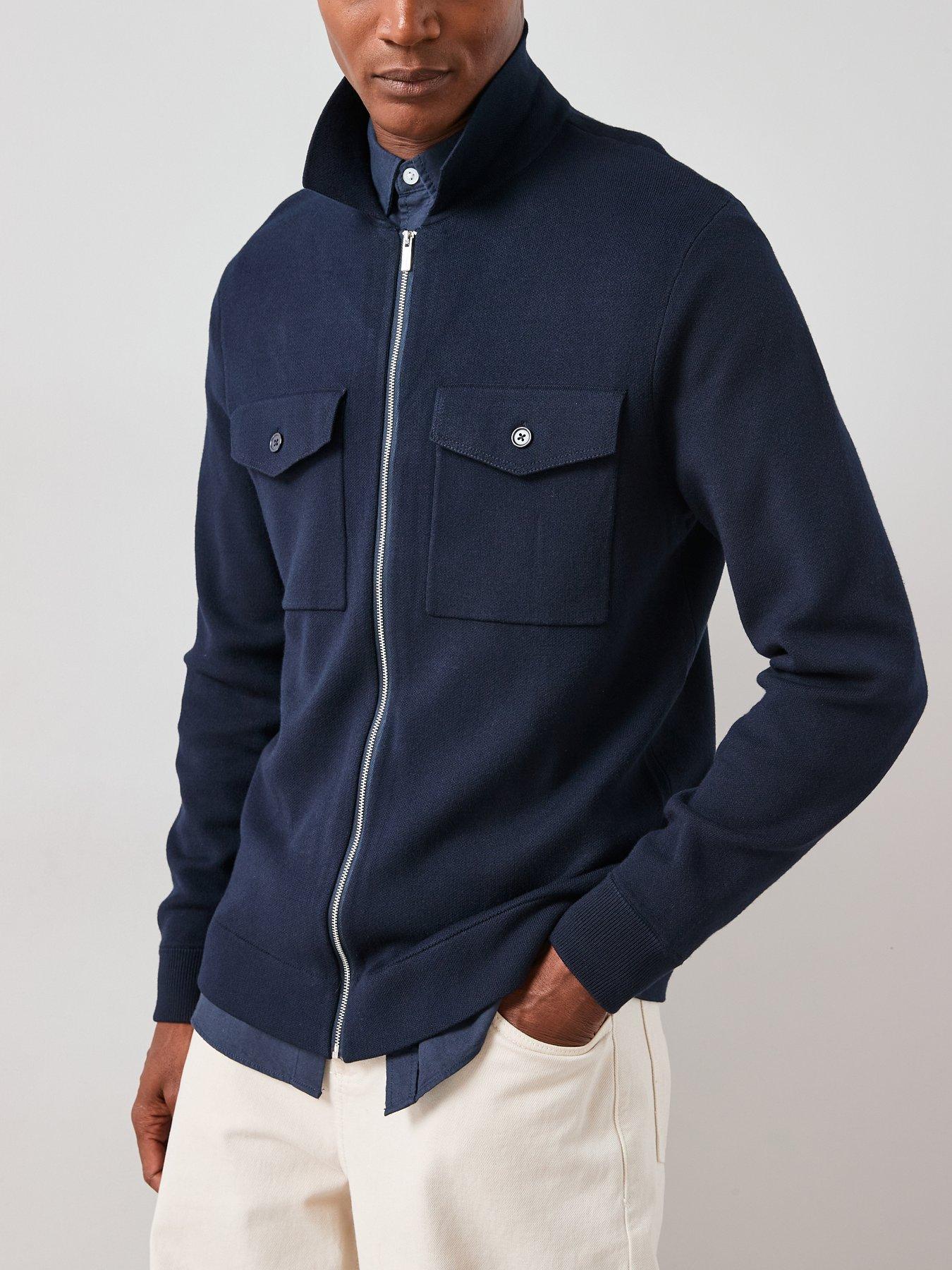 The Very Collection Midweight Knitted Zip Shacket - Navy | Very