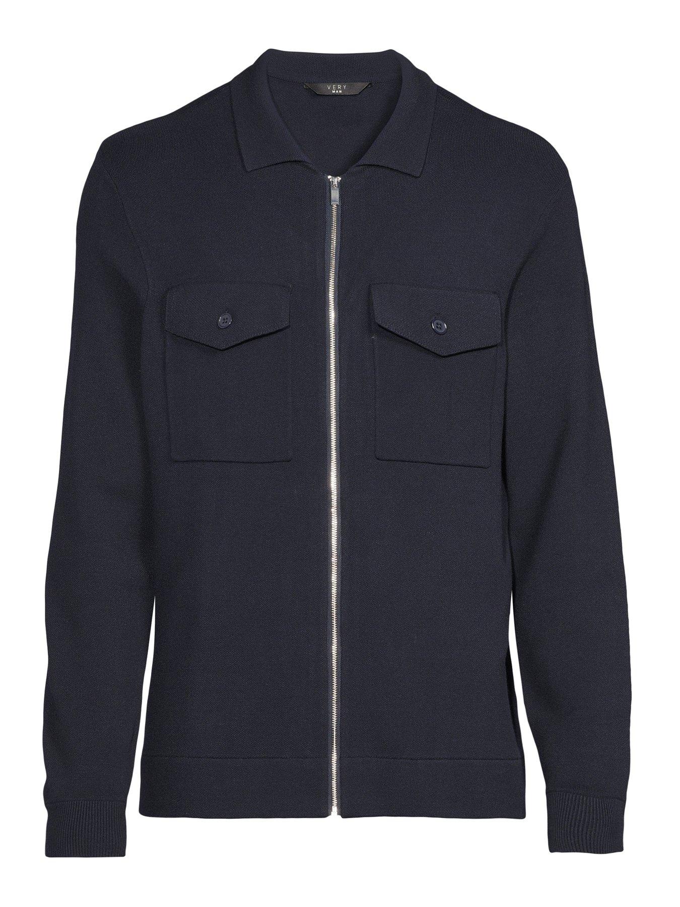 The Very Collection Midweight Knitted Zip Shacket - Navy | Very
