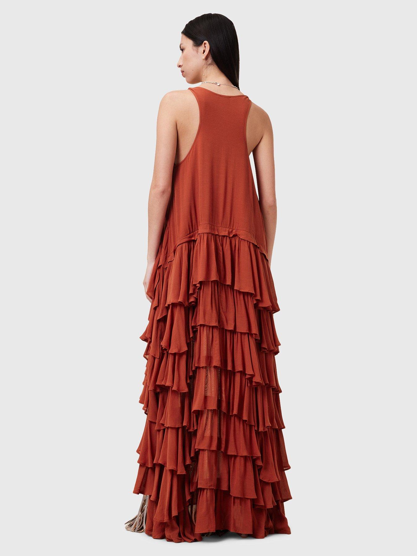 AllSaints Cavarly Tiered Ruffle Maxi Dress - Red | Very