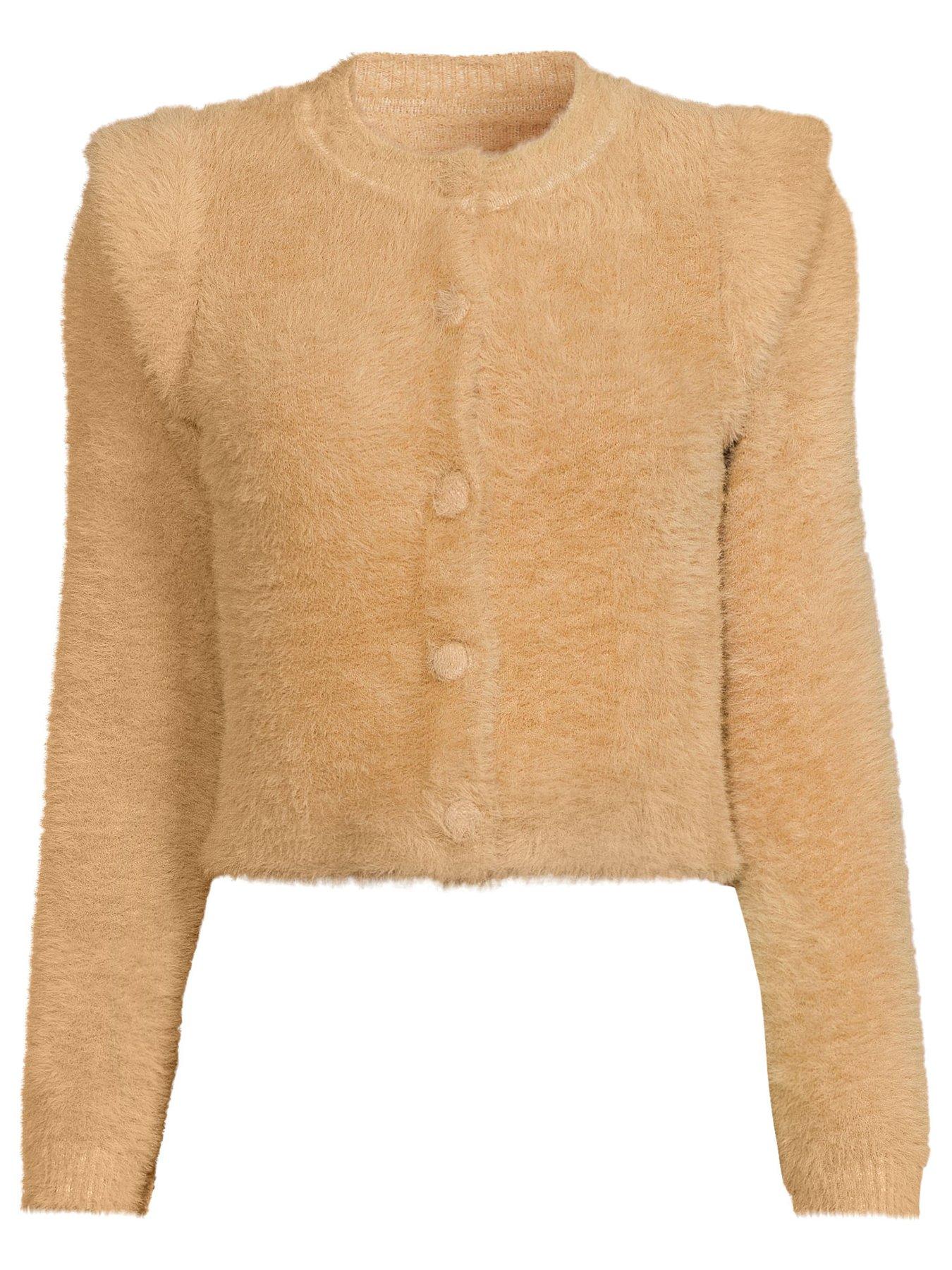 Michelle Keegan Fluffy Cardigan - Beige | Very