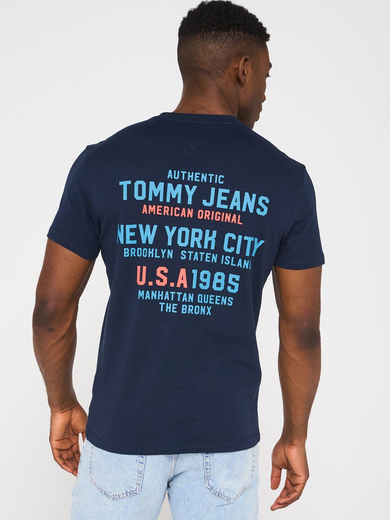 Tommy Jeans Regular Fit USA Script Back Print T-Shirt - Navy | Very