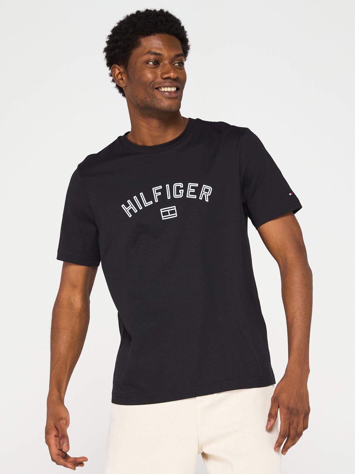 Tommy Hilfiger Flock Arch Logo T-Shirt - Black | Very