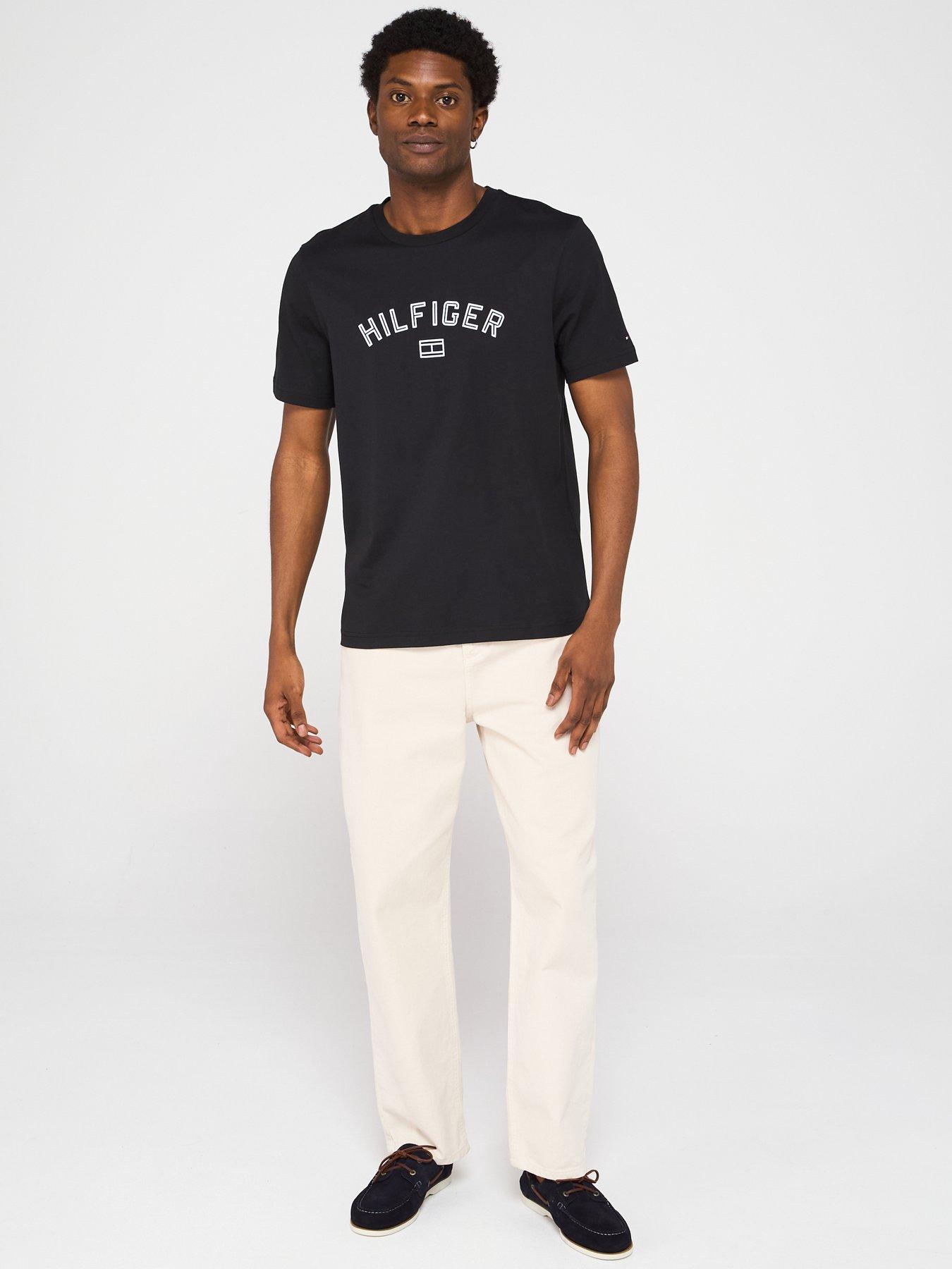Tommy Hilfiger Flock Arch Logo T-Shirt - Black | Very