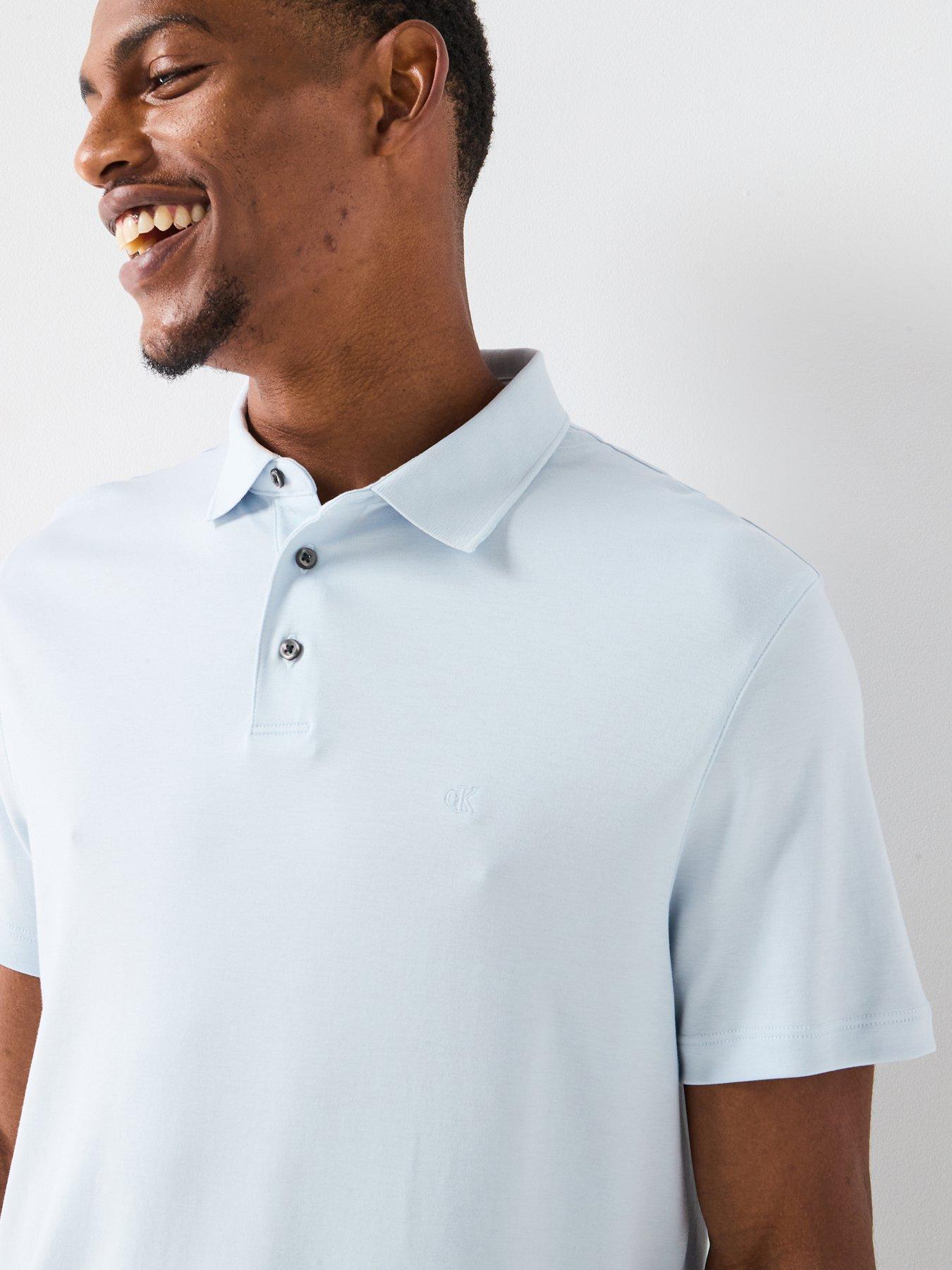 Calvin Klein Supima Cotton Small Chest Logo Polo Shirt - Light Blue | Very