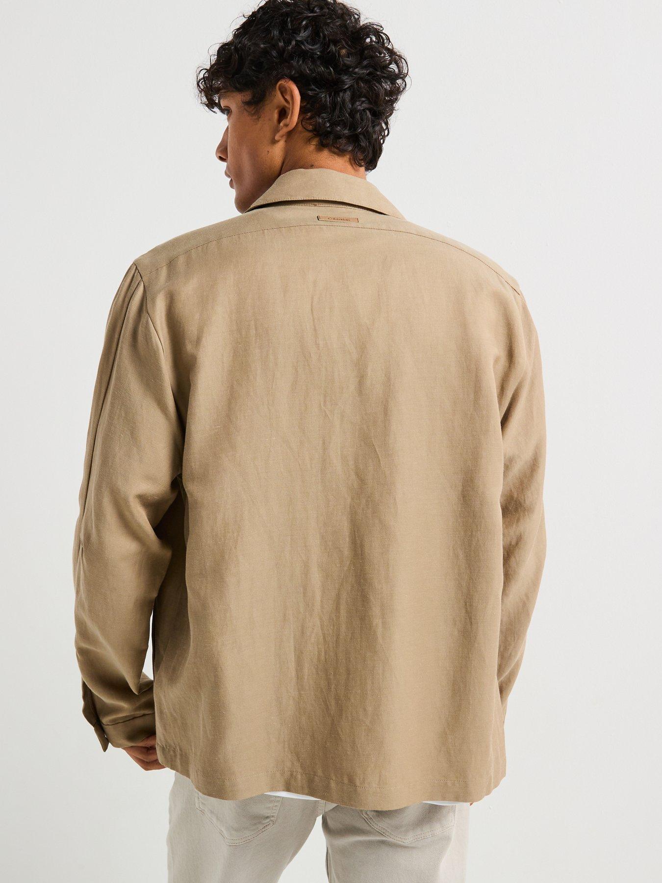 Calvin Klein Cotton Zip Through Linen Shacket - Beige | Very