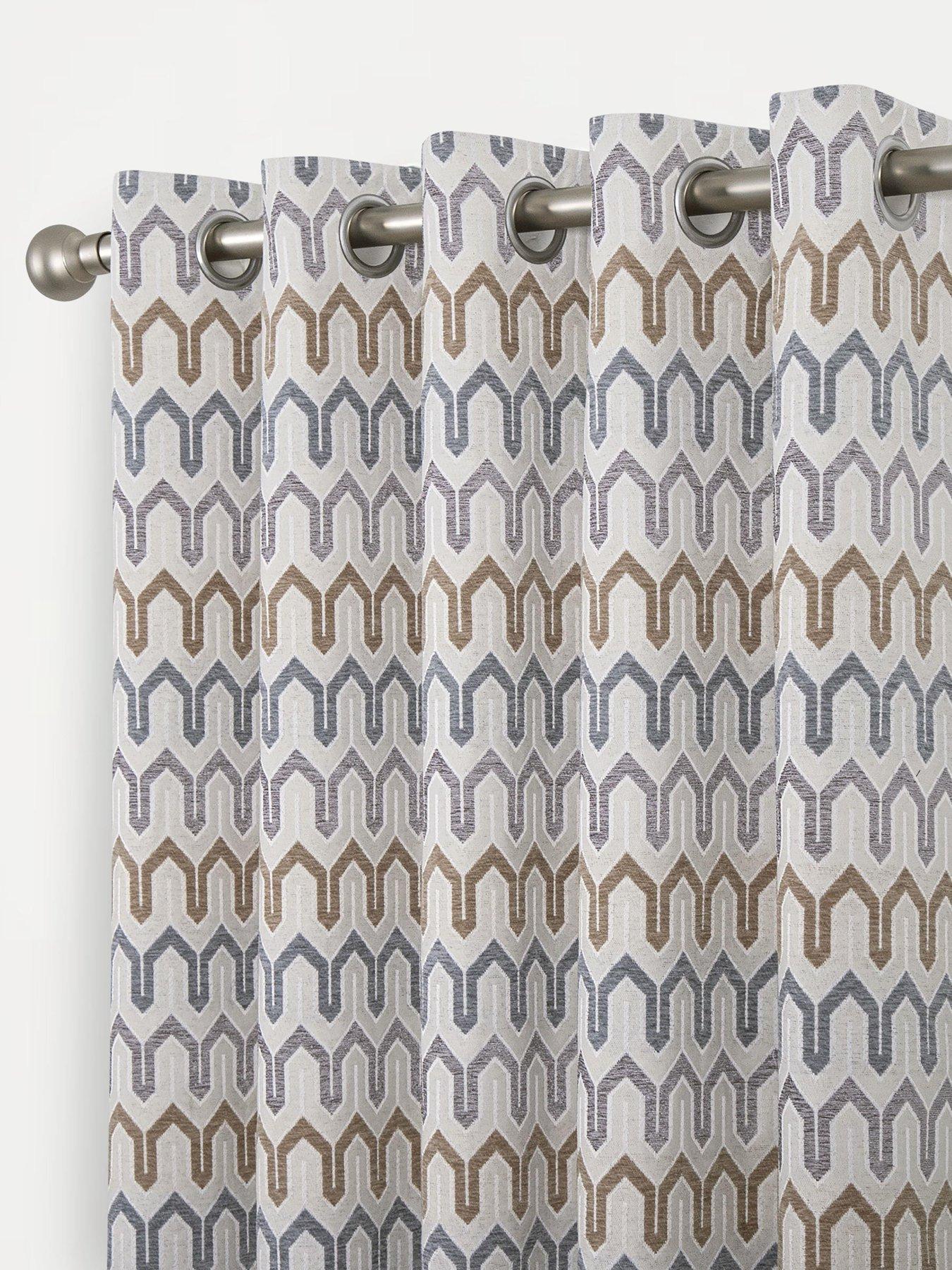 Curtina Arcadia Geometric Woven Chenille Pair Of Eyelet Curtains | Very