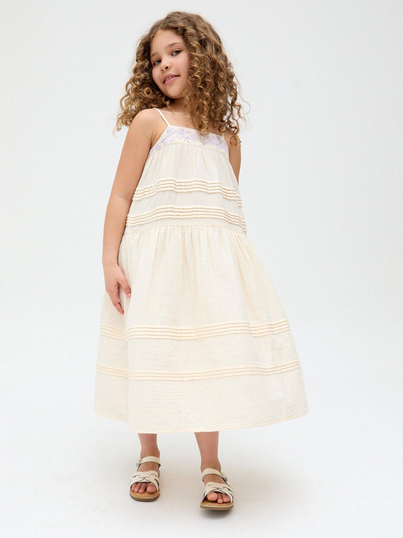 Raffya Kids Swish Dress - Cream | Very