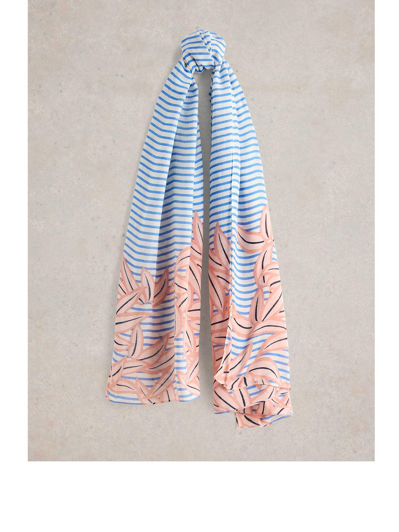 White Stuff Suki Linear Leaf Print Scarf - Blue | Very