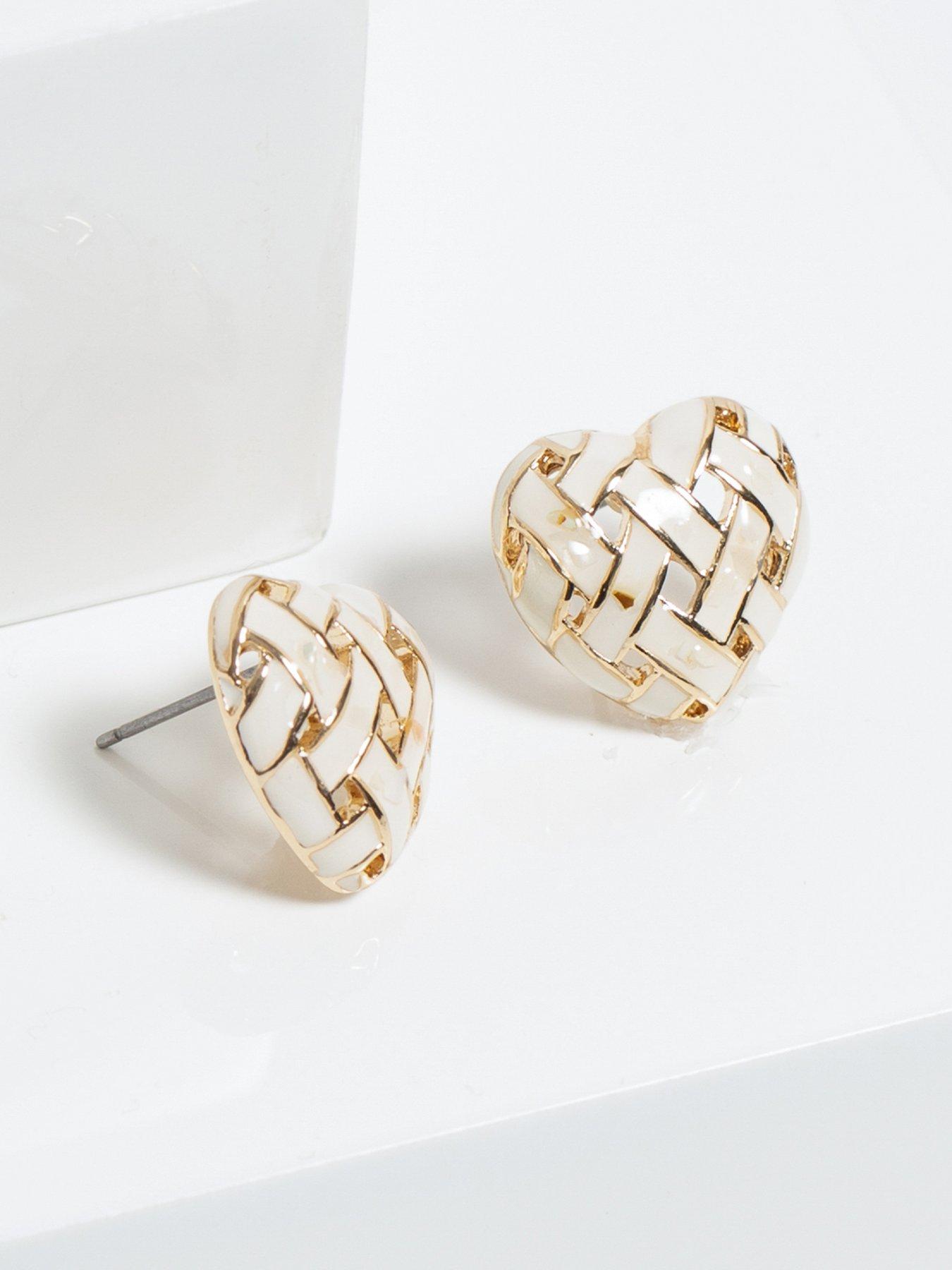 Jon Richard Gold Plated Enamel Heart Weave earrings | Very