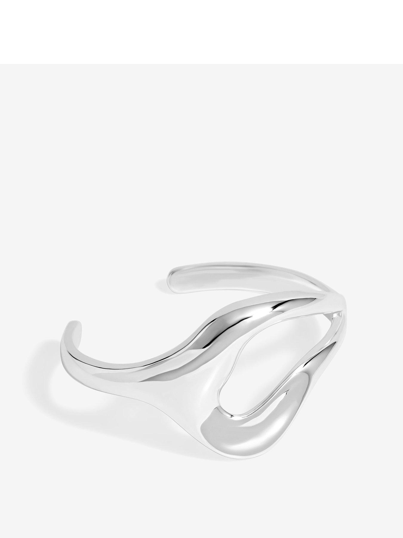 Inicio Silver Plated Molten Open Cuff - Gift Pouch | Very