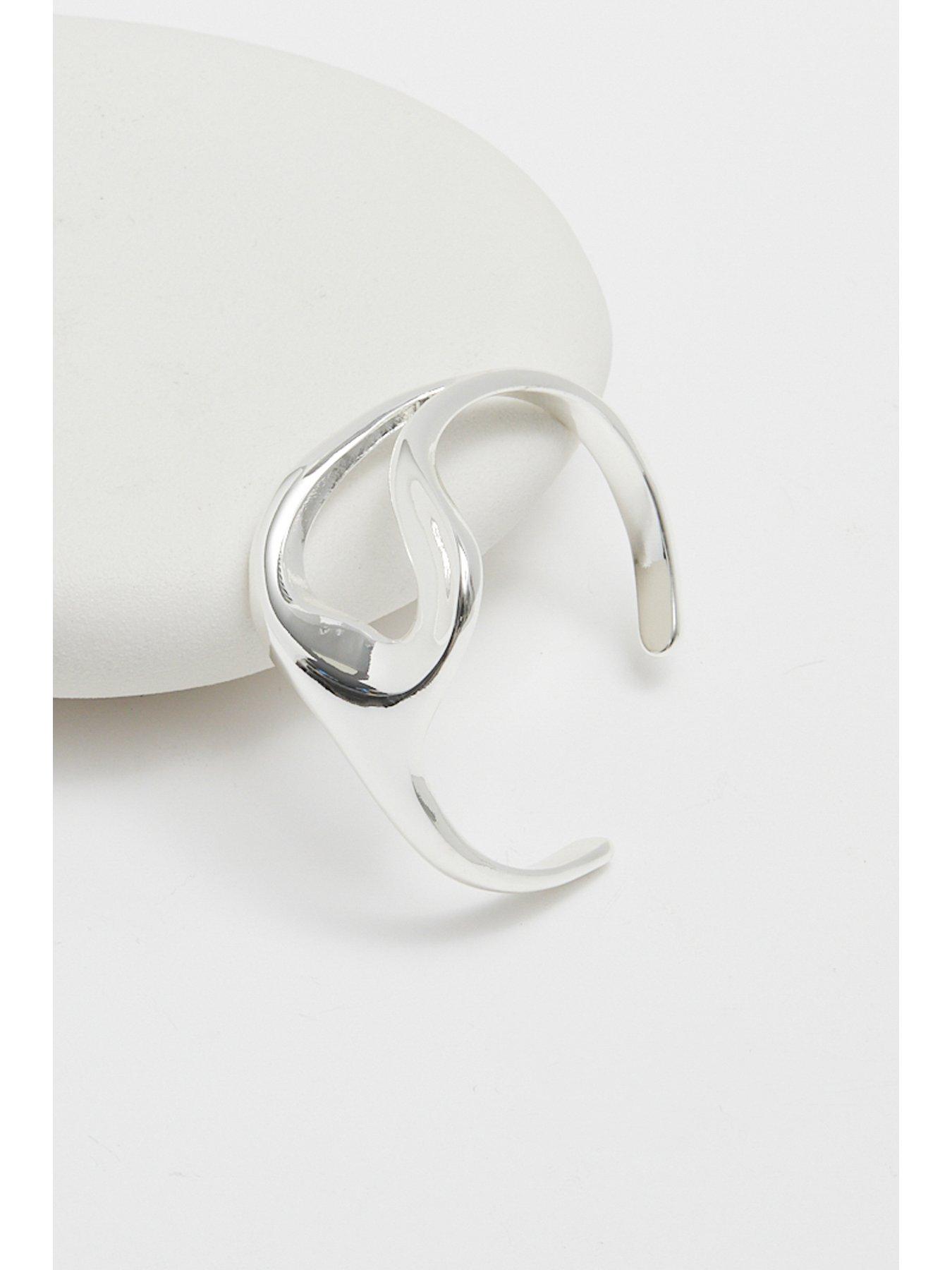 Inicio Silver Plated Molten Open Cuff - Gift Pouch | Very