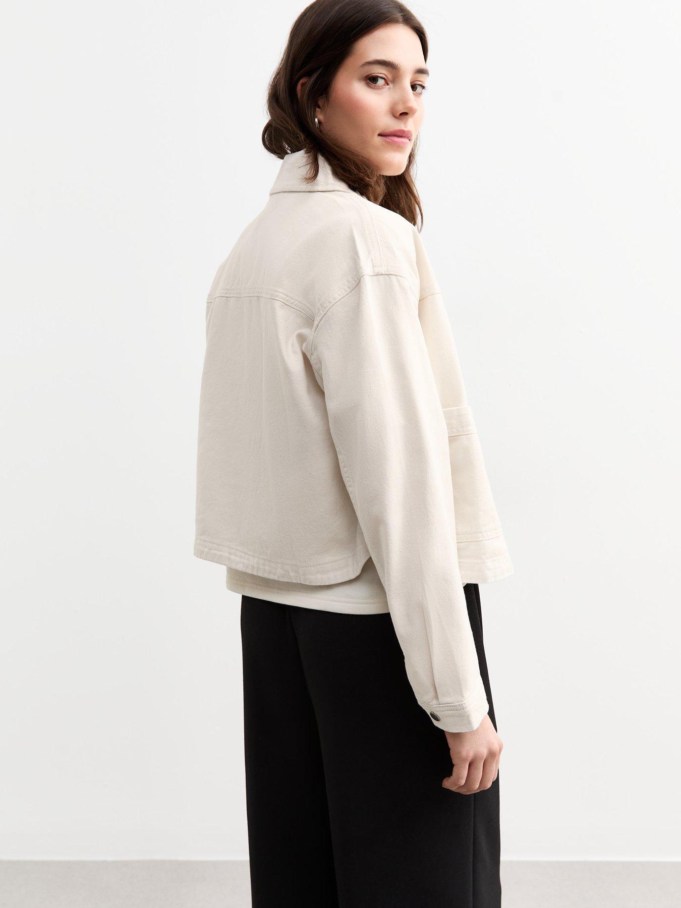 New Look White Cotton Button Up Twill Shacket | Very