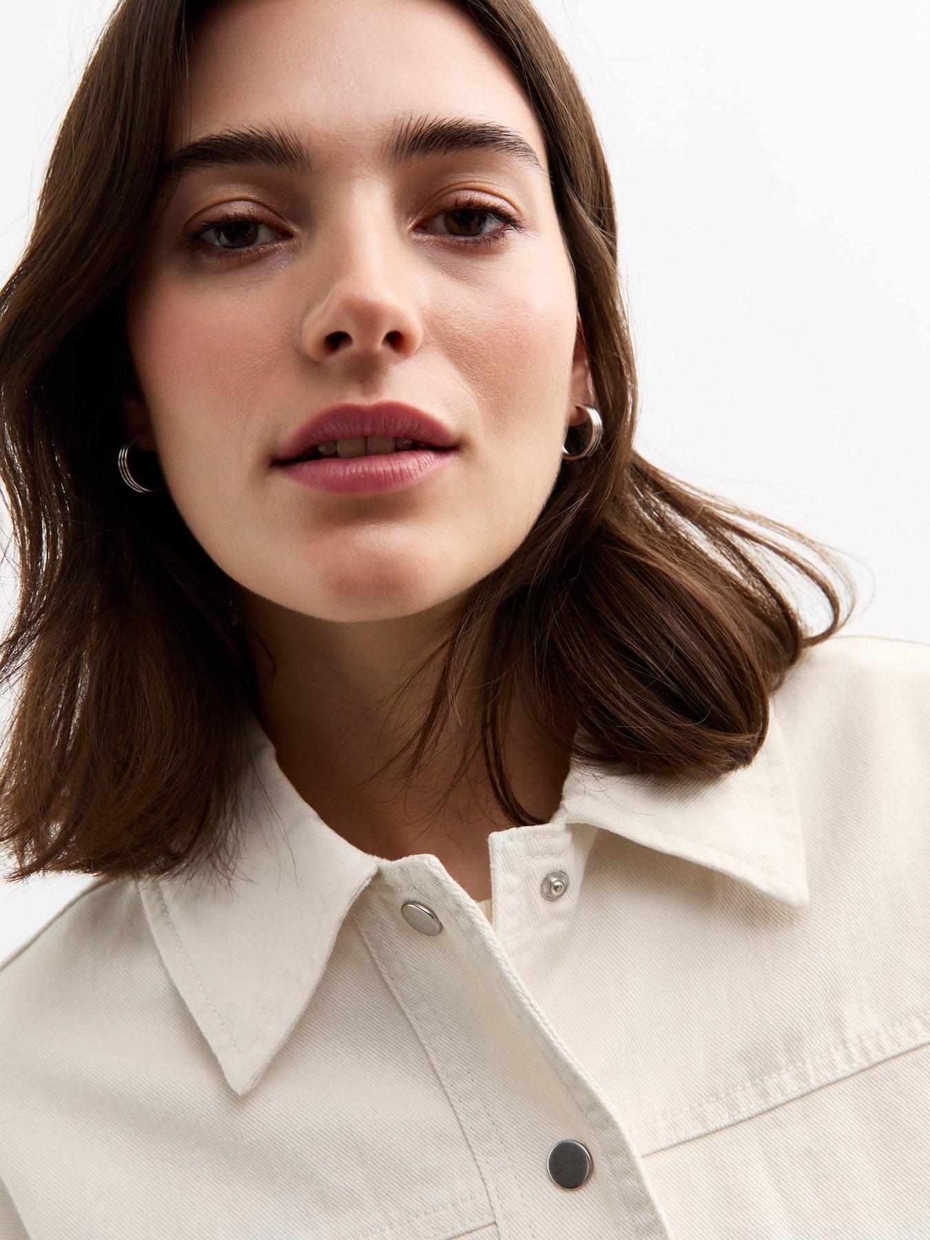 New Look White Cotton Button Up Twill Shacket | Very