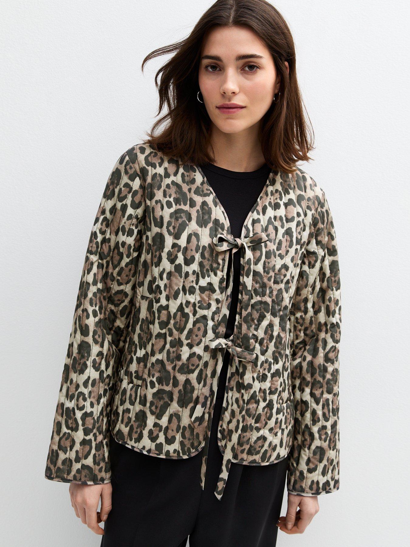 New Look Brown Leopard Print Quilted Jacket | Very