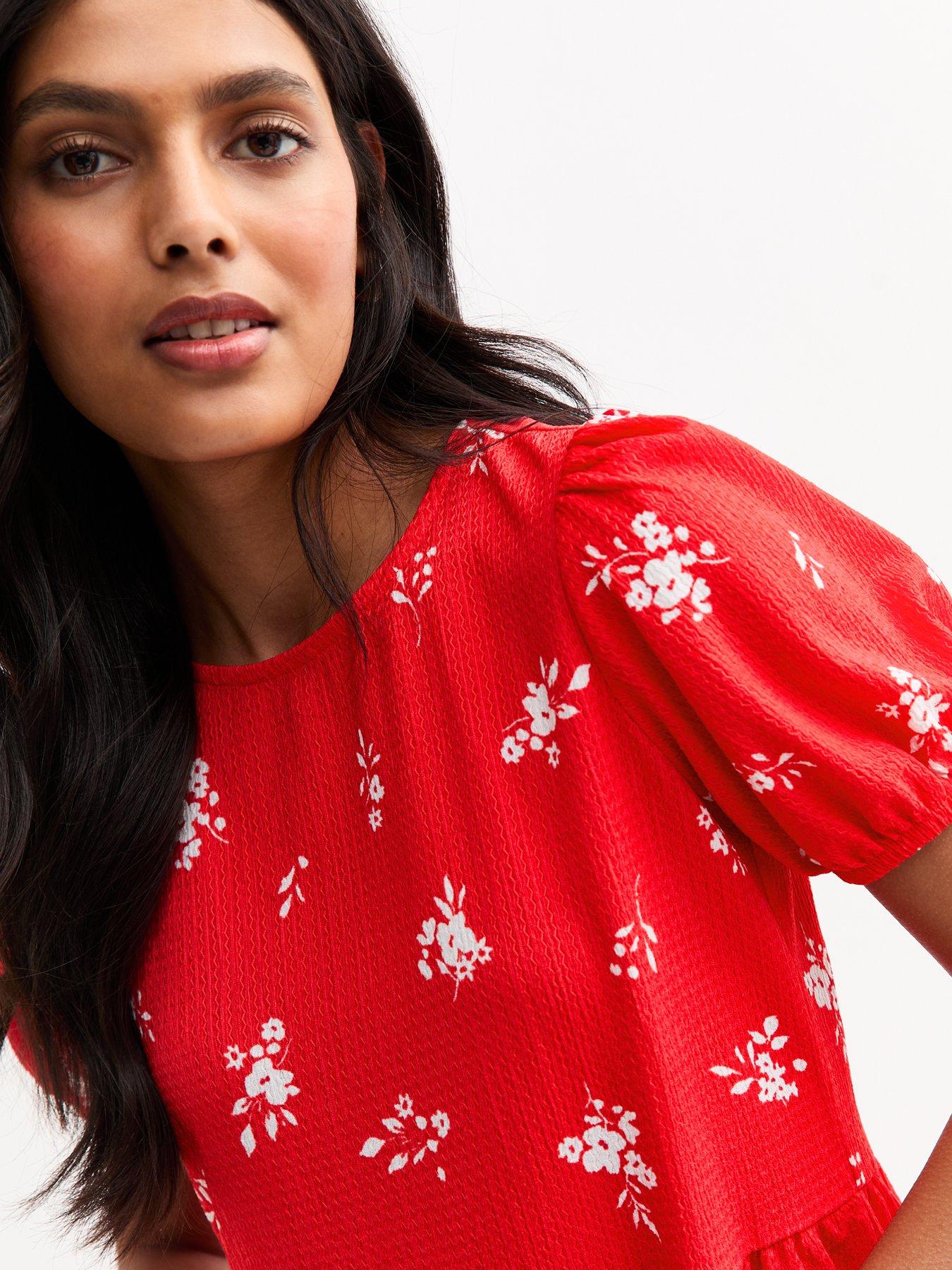 New Look Floral Print Tie Back Mini Dress - Red | Very
