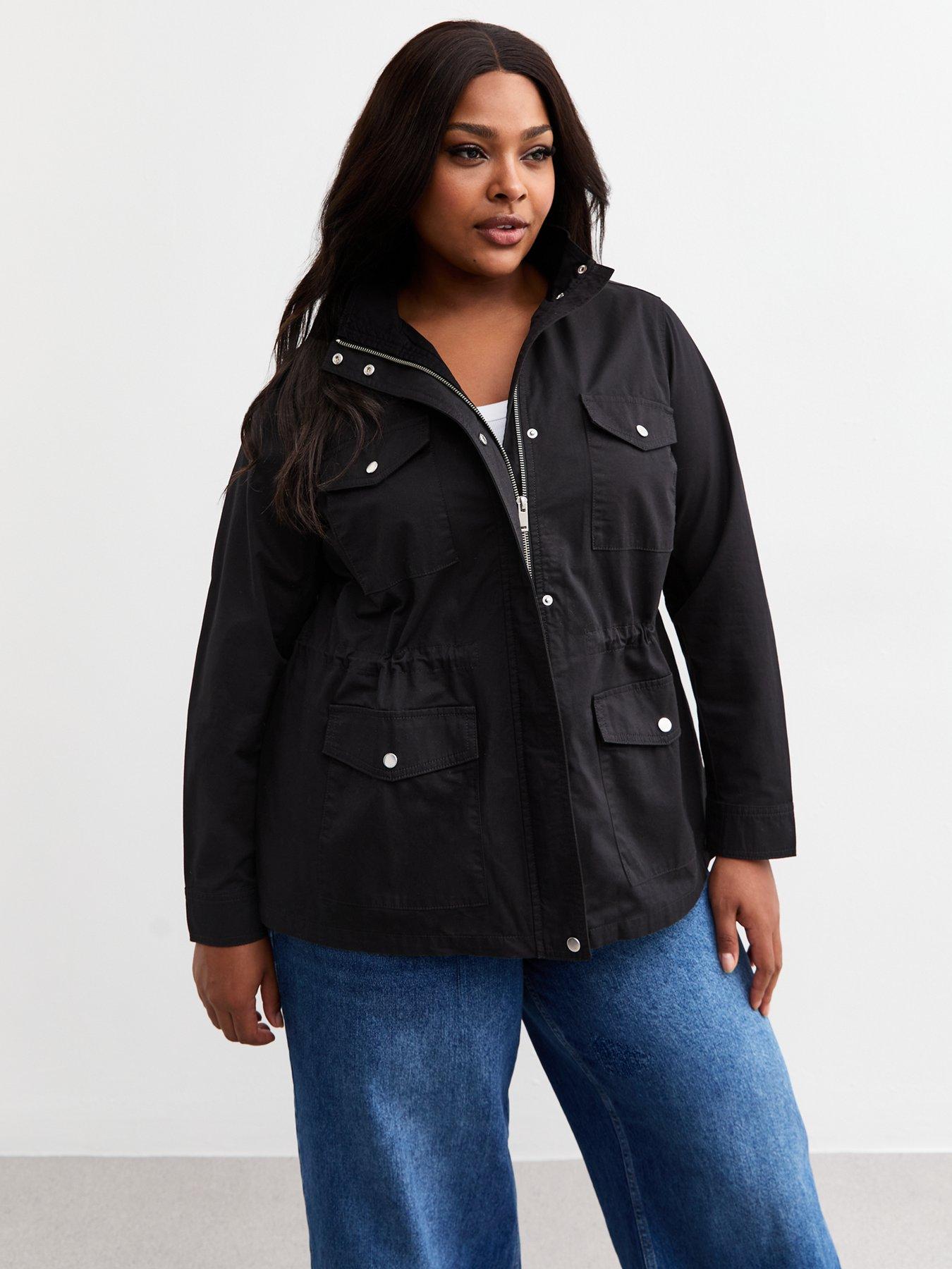 New Look Curves Black Four Pocket Shacket | Very