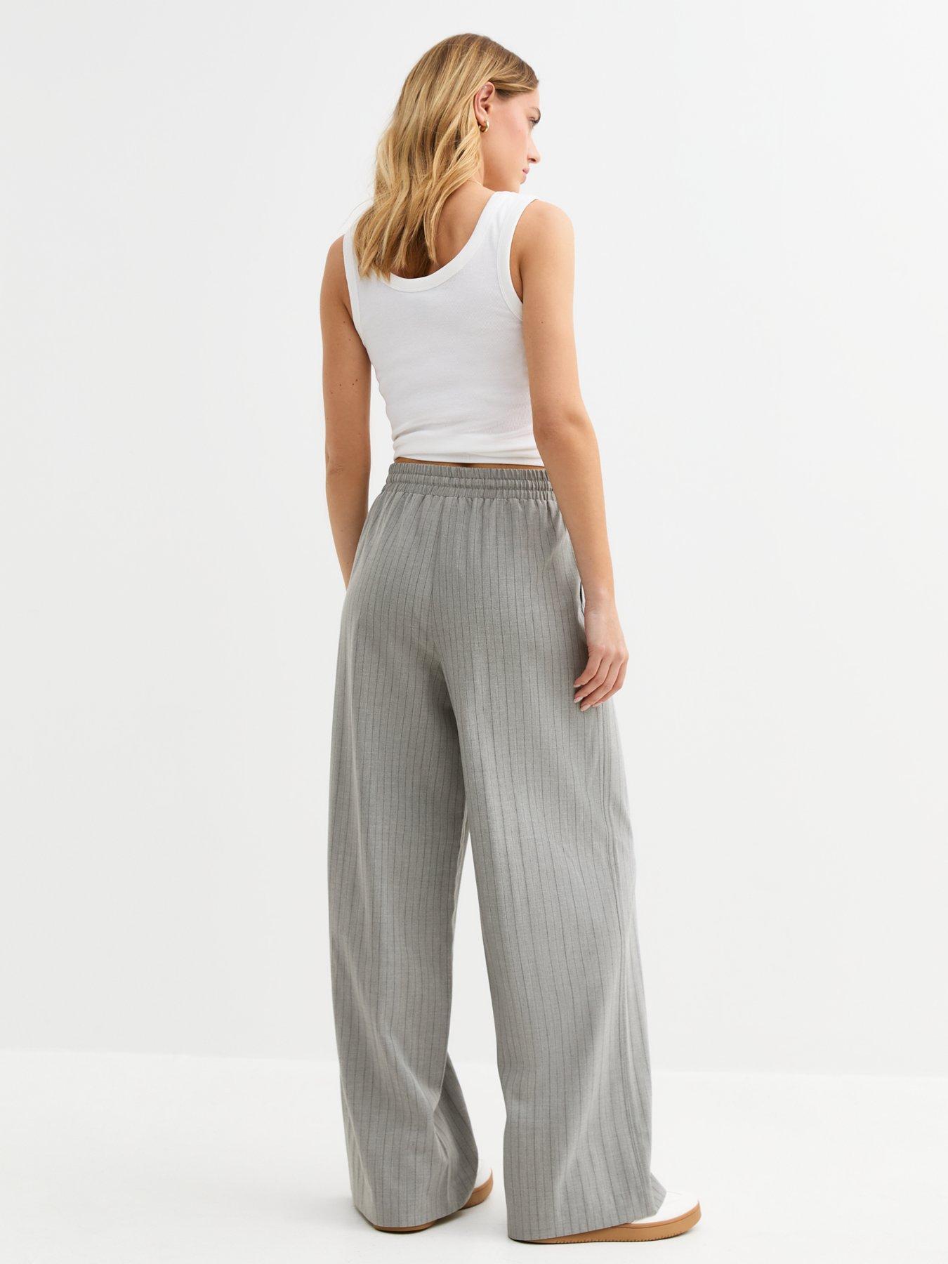 New Look Grey Striped Drawstring Waist Trousers | Very