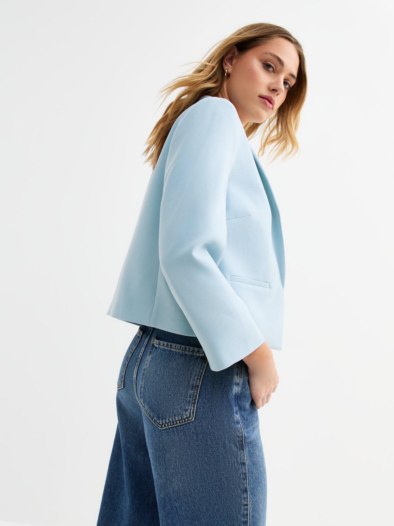 New Look Light Blue Cropped Blazer Jacket | Very