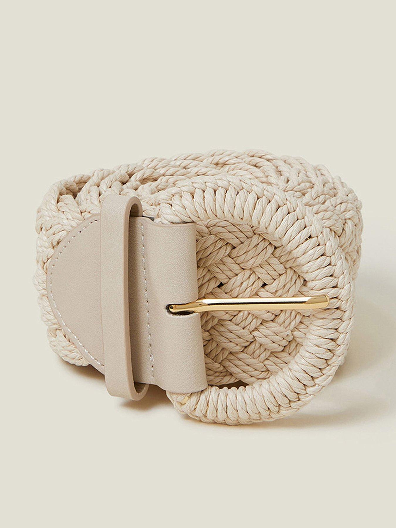 Accessorize Woven Buckle Belt - Cream | Very