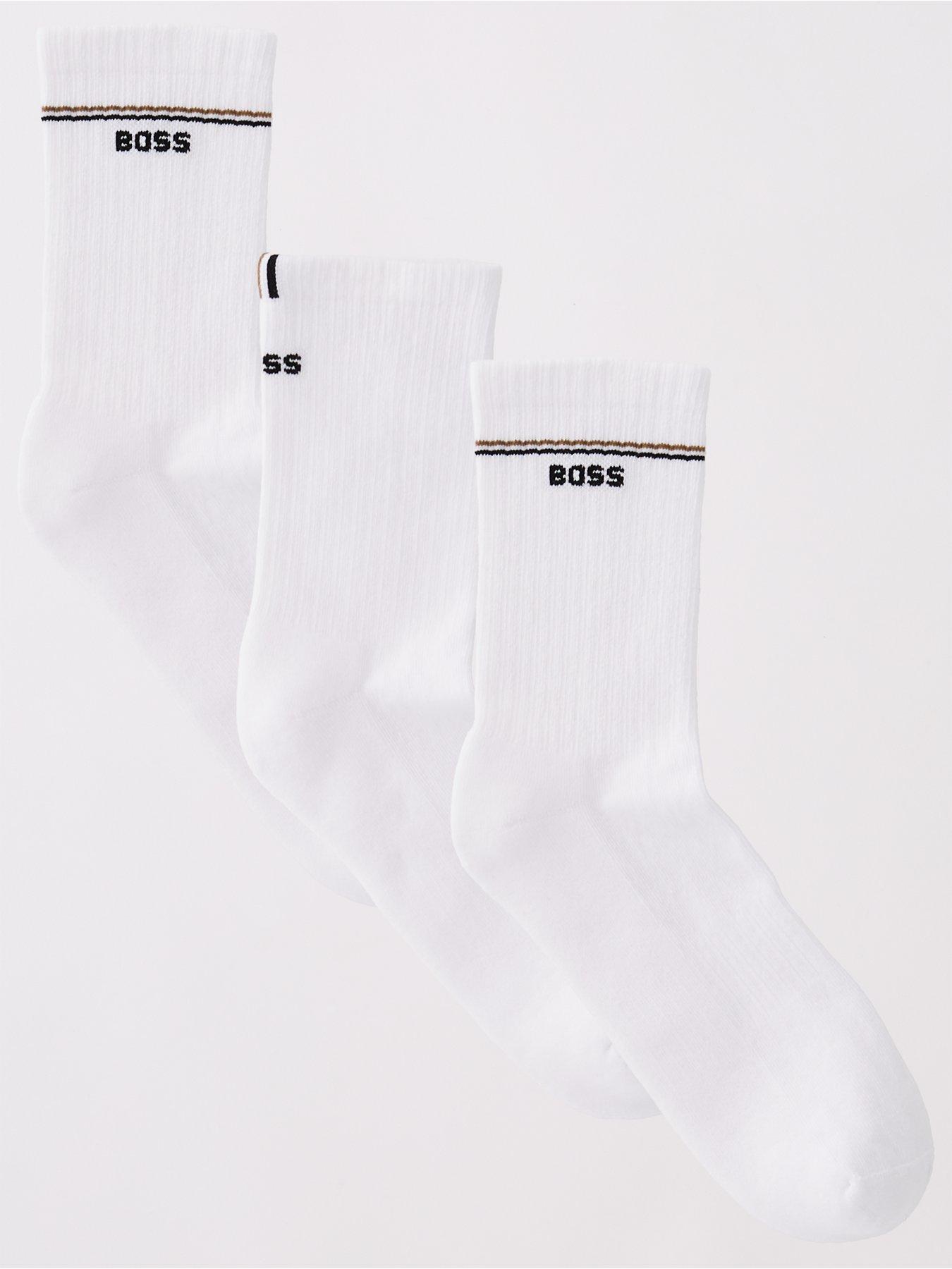 BOSS 3 Pack Logo Socks - White | Very