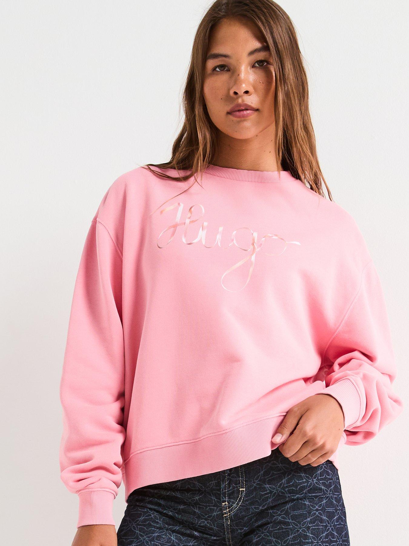 HUGO Deroxina Logo Crew Neck Sweat Top - Pink | Very
