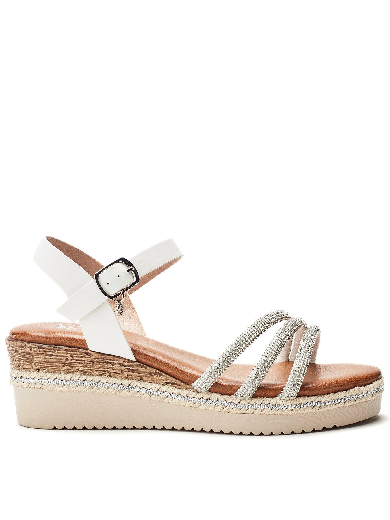 Moda In Pelle Kandace Wedge Sandals - White/silver | Very