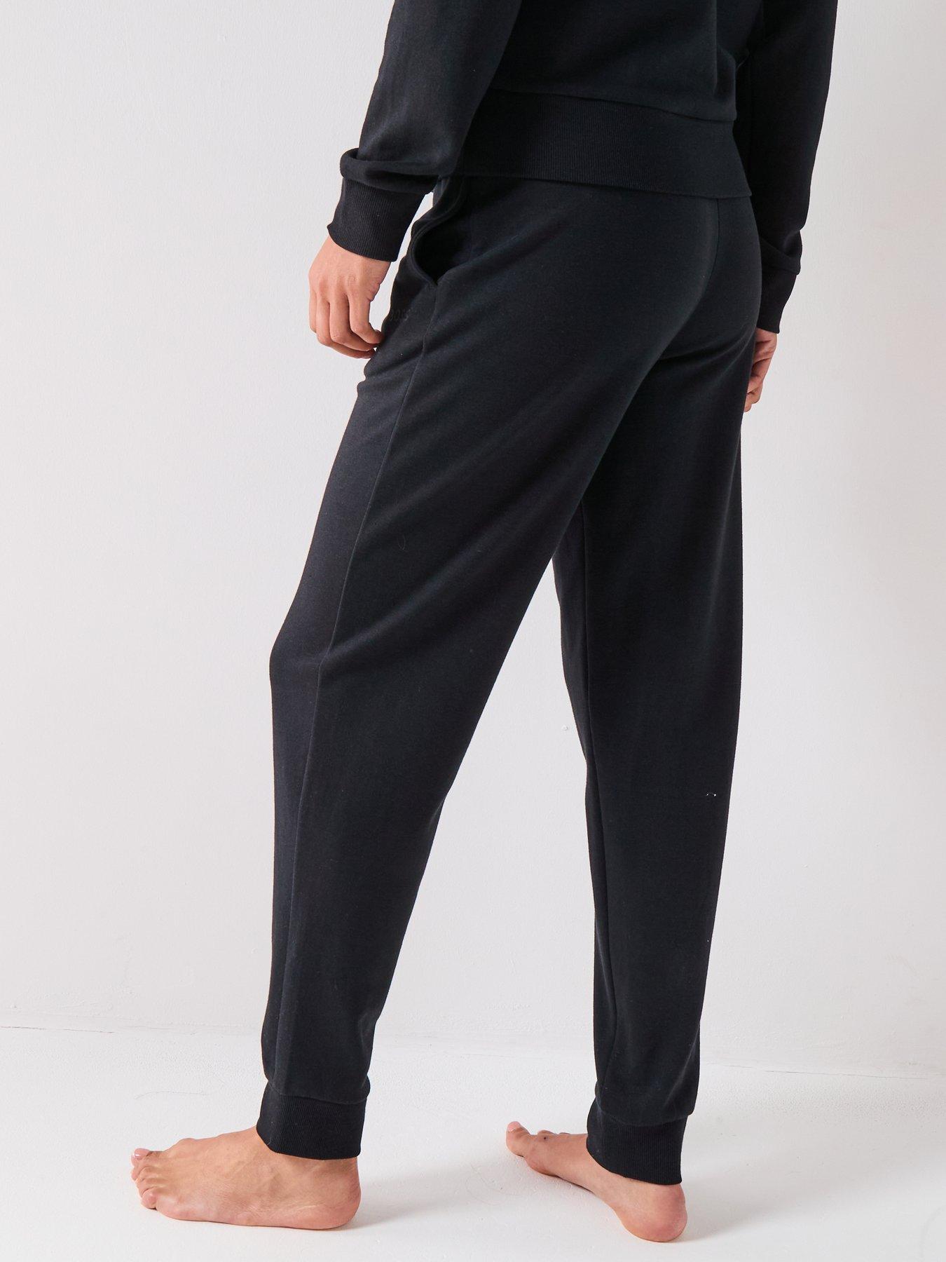 BOSS Cuffed Tracksuit Bottoms With Signature Stripe Drawcord - Black | Very