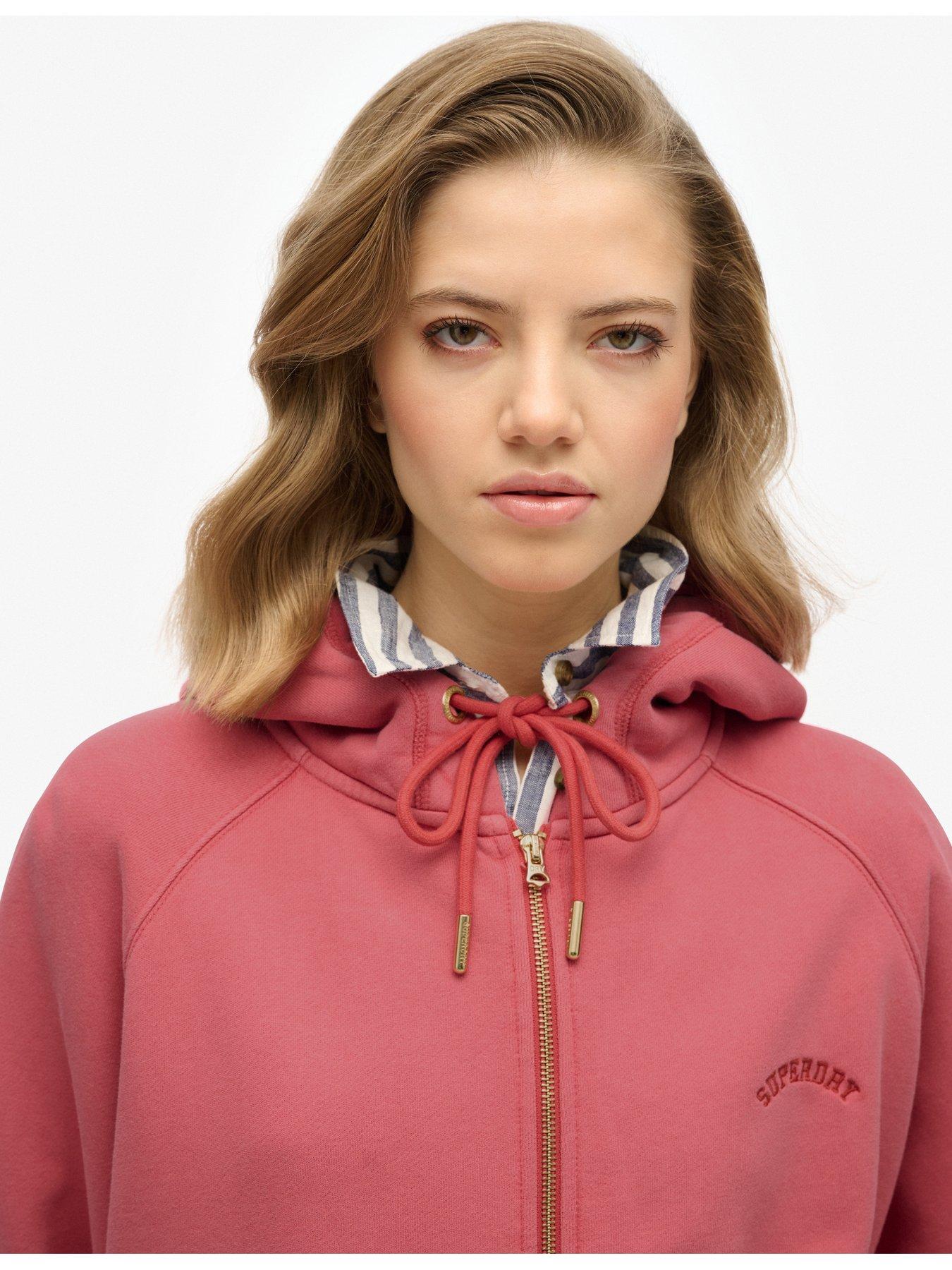 Superdry Essential Logo Oversized Raglan Zip Hoodie - Red | Very