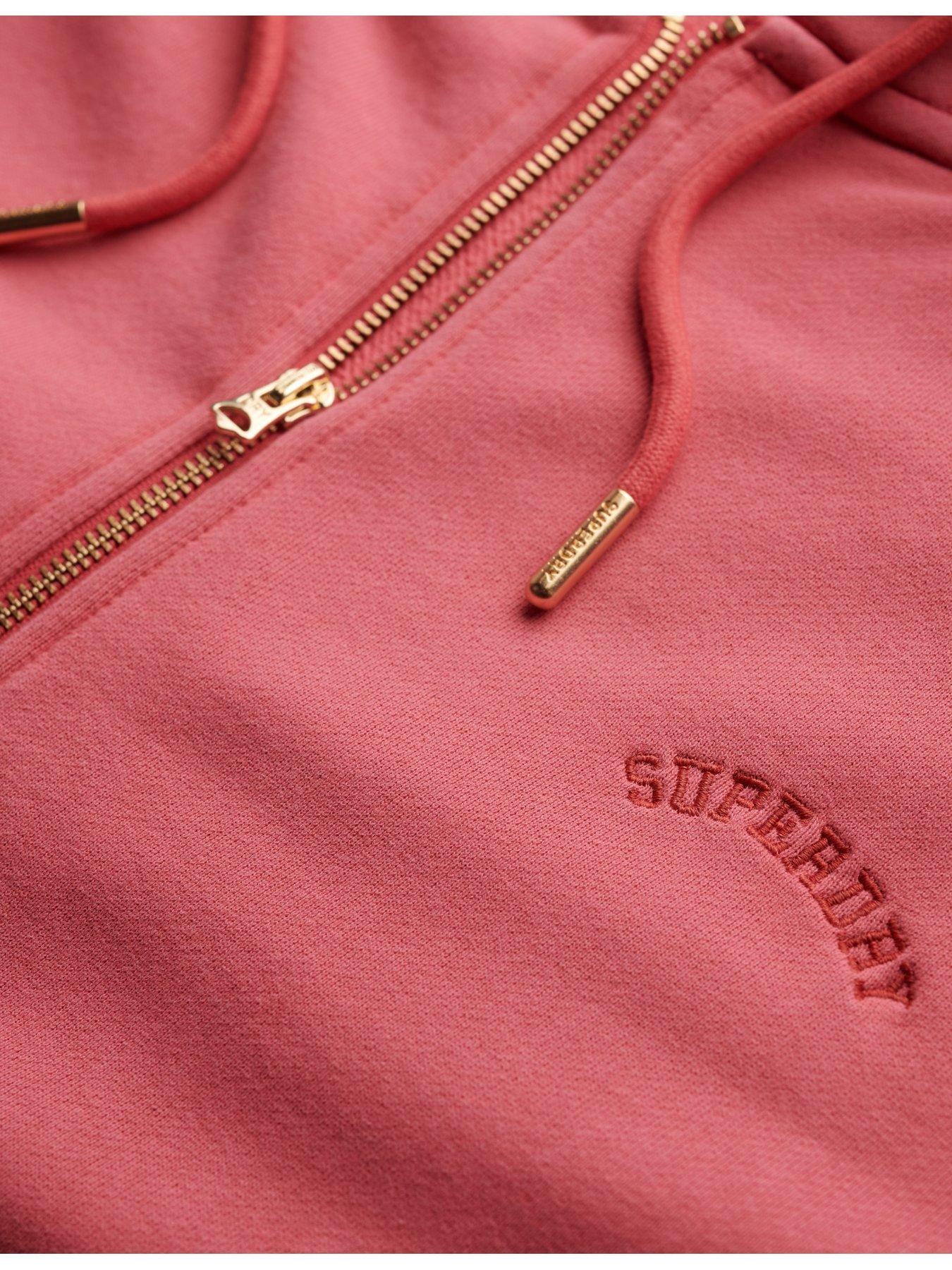 Superdry Essential Logo Oversized Raglan Zip Hoodie - Red | Very