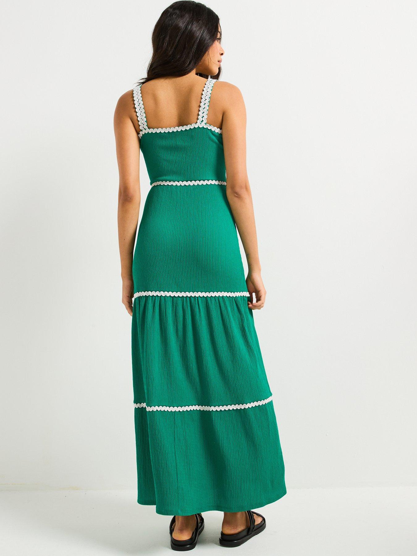 V by Very Rik Rak Tiered Maxi Dress - Green | Very