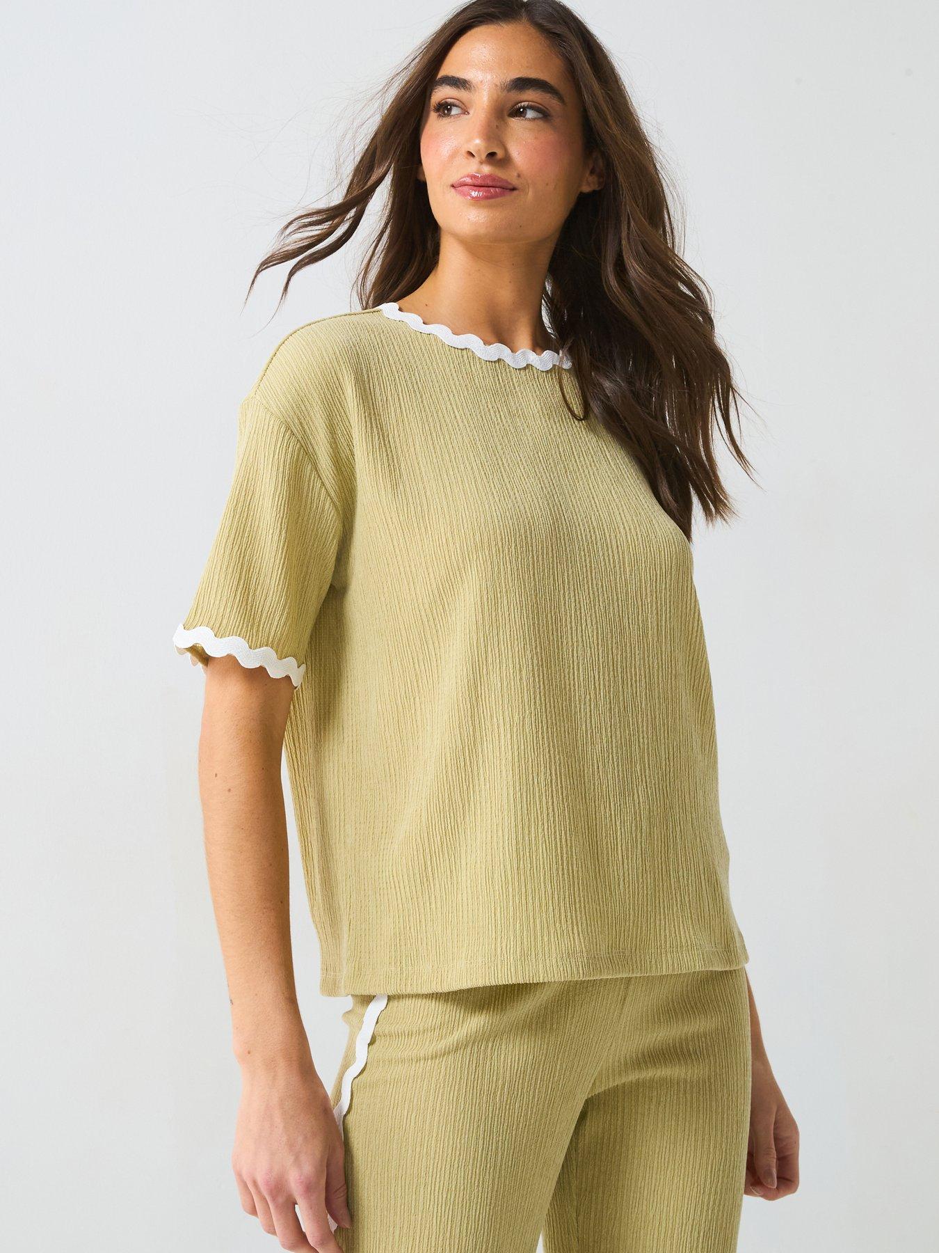 V by Very Rik Rak Boxy T-Shirt Co-Ord - Green | Very