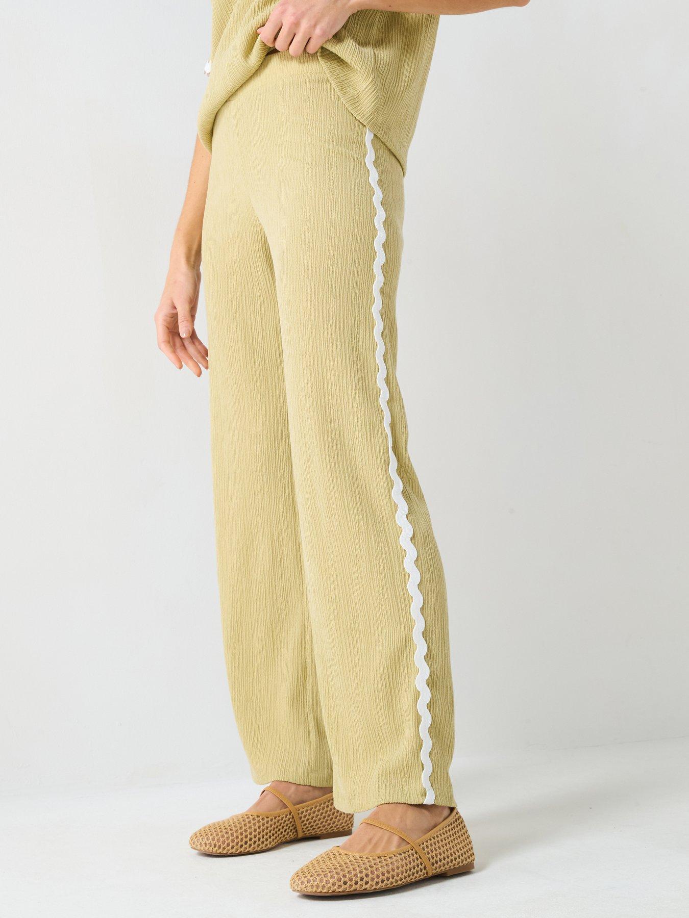 V by Very Rik Rak Wide Leg Trouser - Green | Very