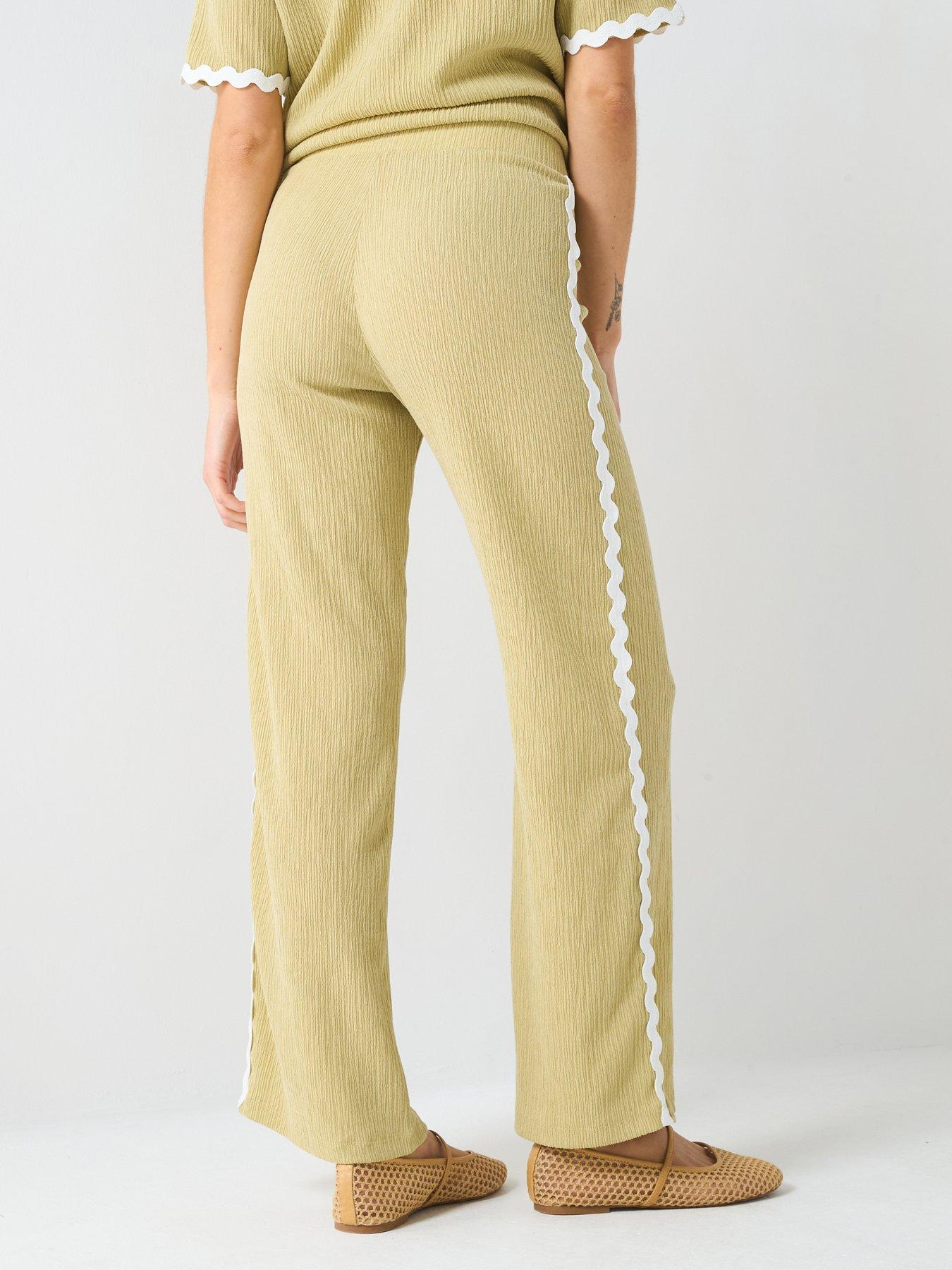 V by Very Rik Rak Wide Leg Trouser - Green | Very