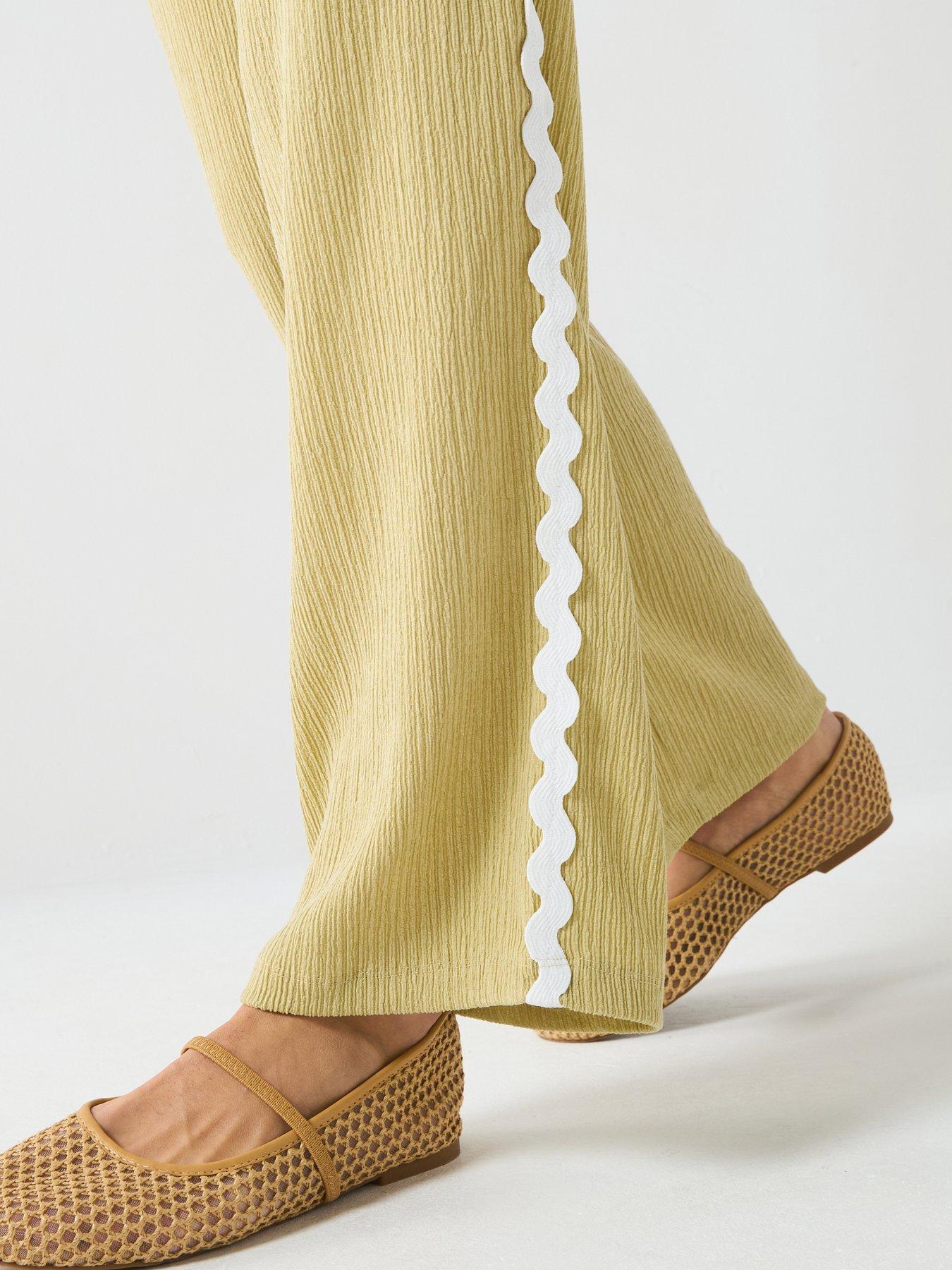 V by Very Rik Rak Wide Leg Trouser - Green | Very