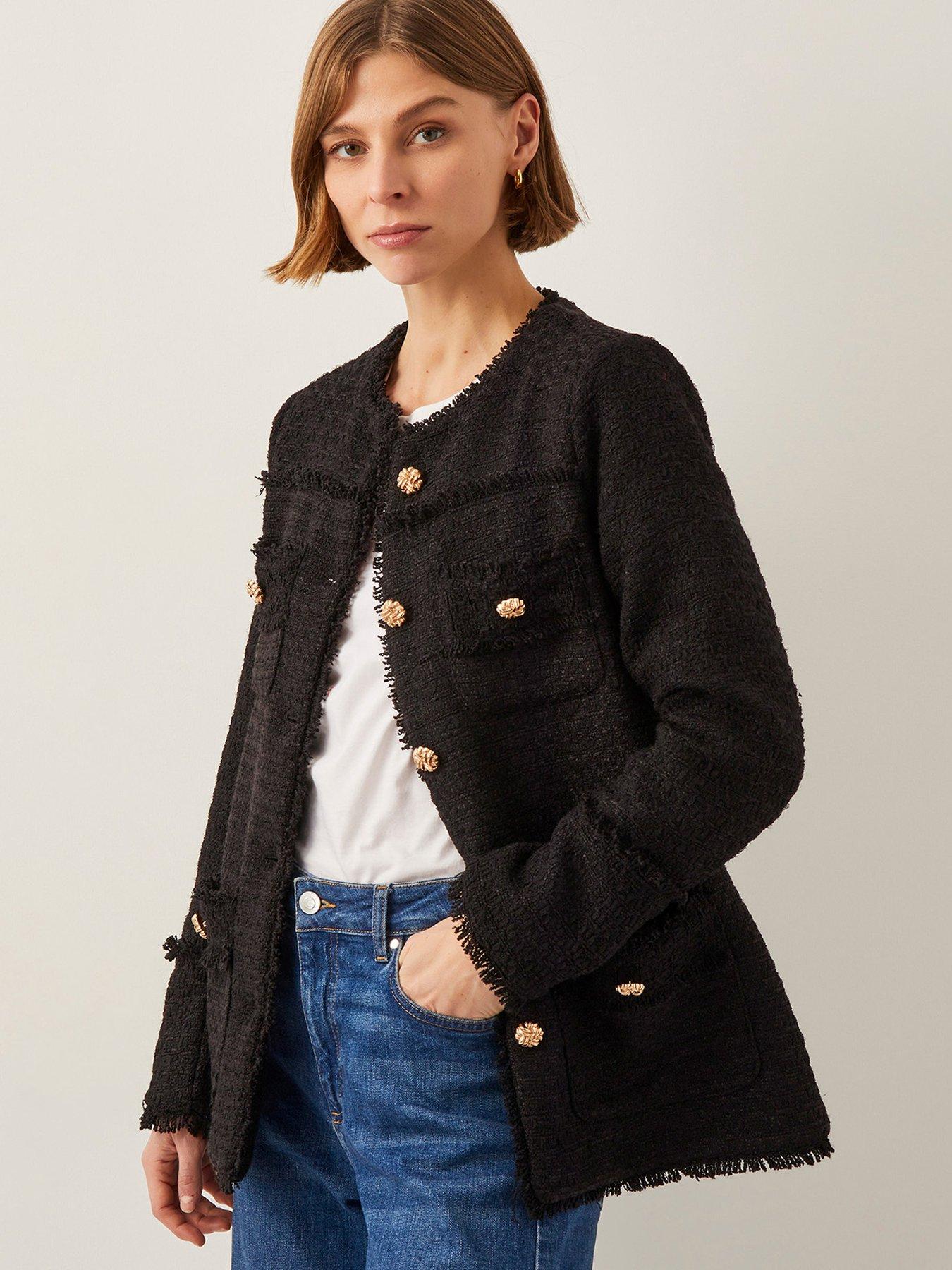 Monsoon Harriet Tweed Blazer - Black | Very