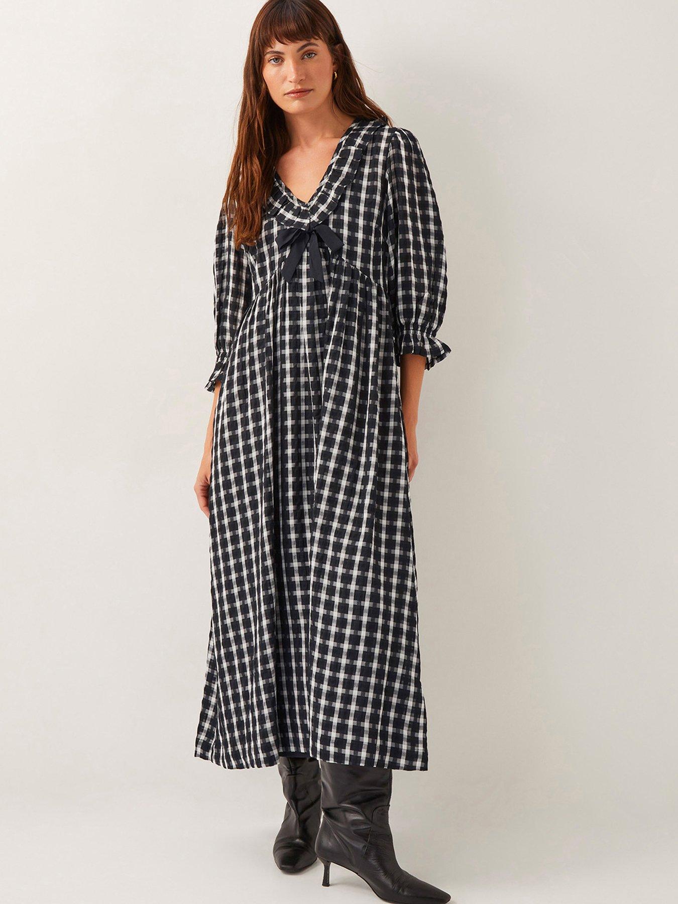 Monsoon Violet Check Dress - Black | Very