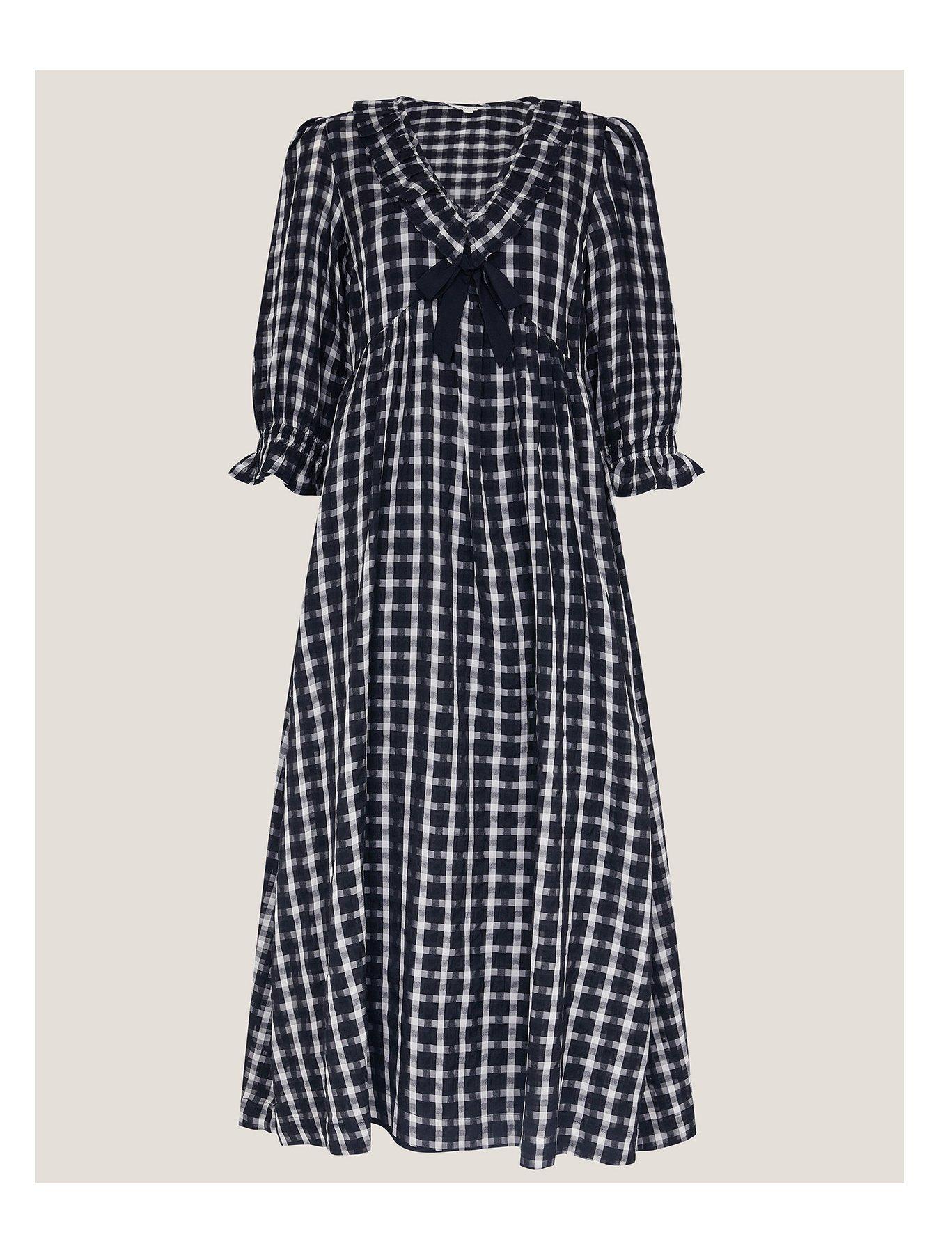 Monsoon Violet Check Dress - Black | Very