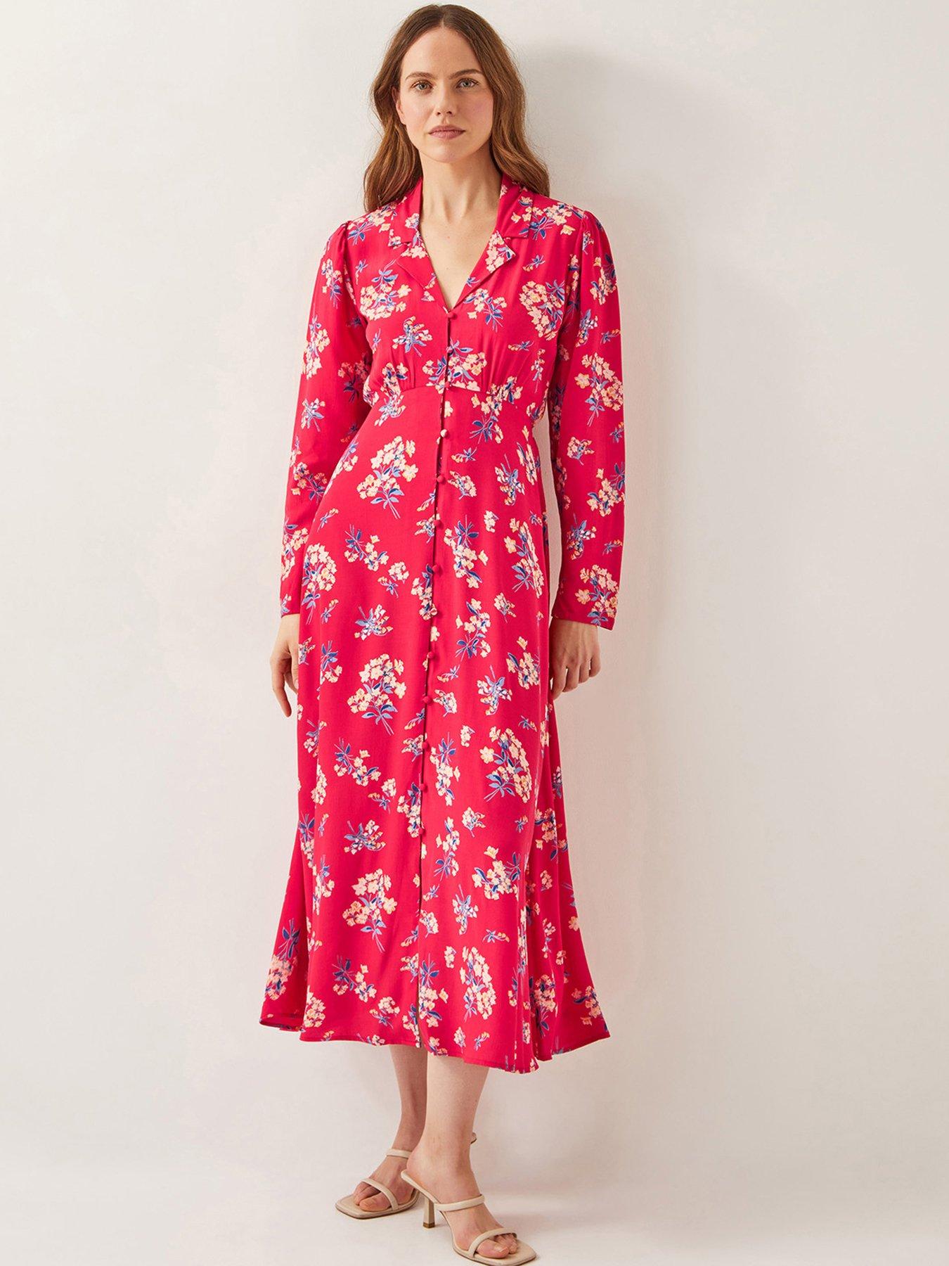 Monsoon Sarah Floral Dress - Red | Very