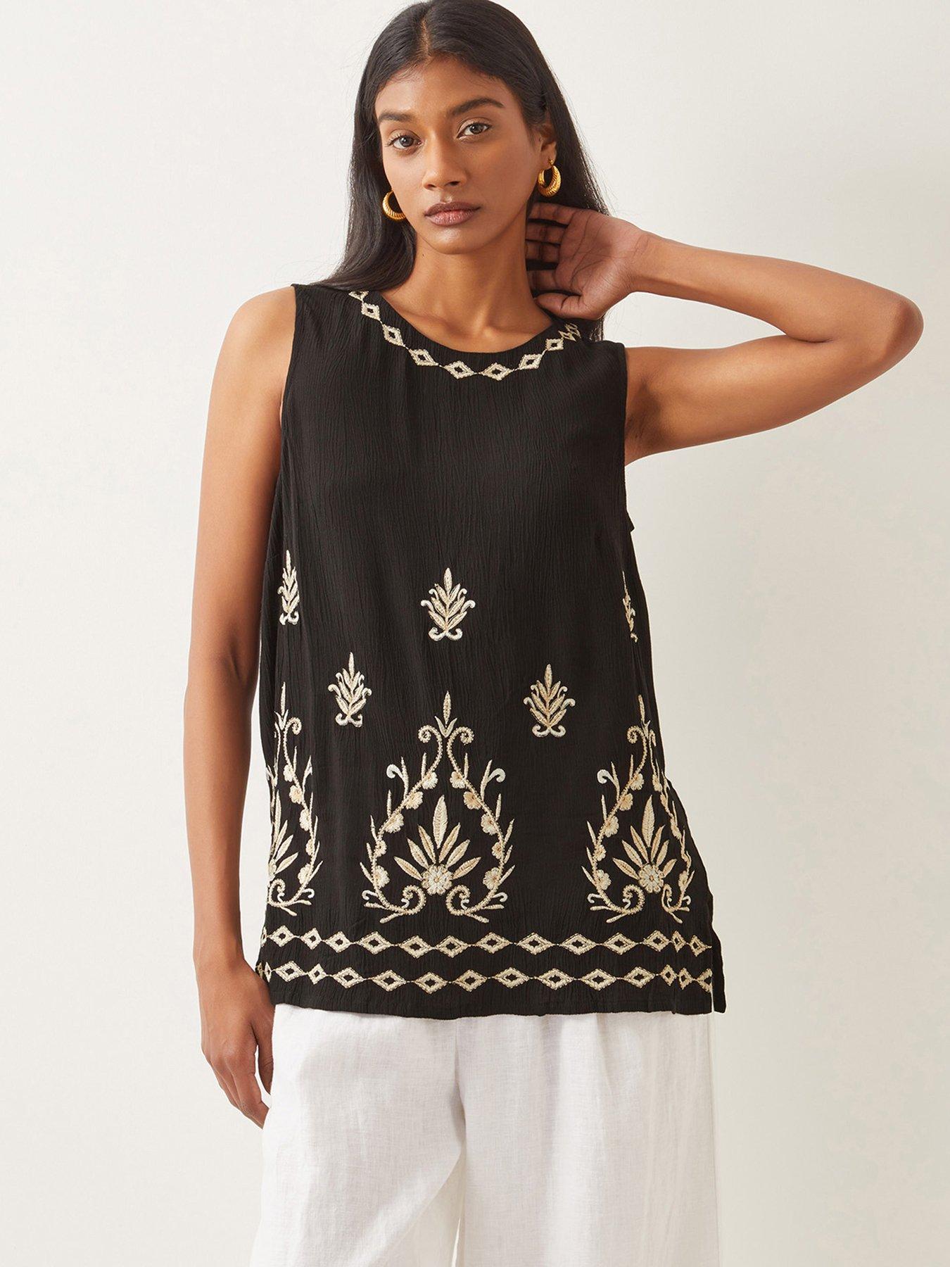 Monsoon Saffron Embellished Tank - Black | Very