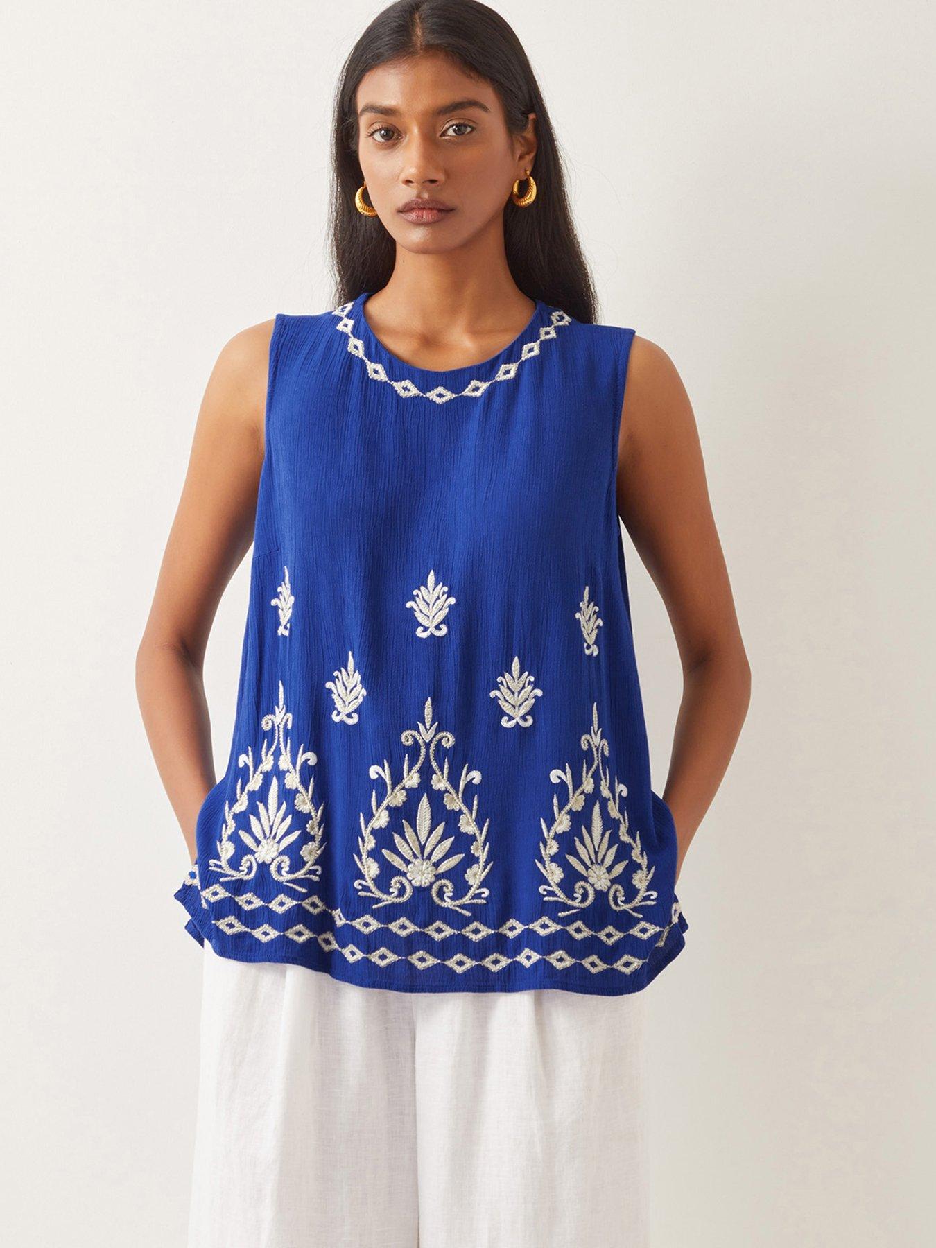 Monsoon Saffron Embellished Tank - Blue | Very