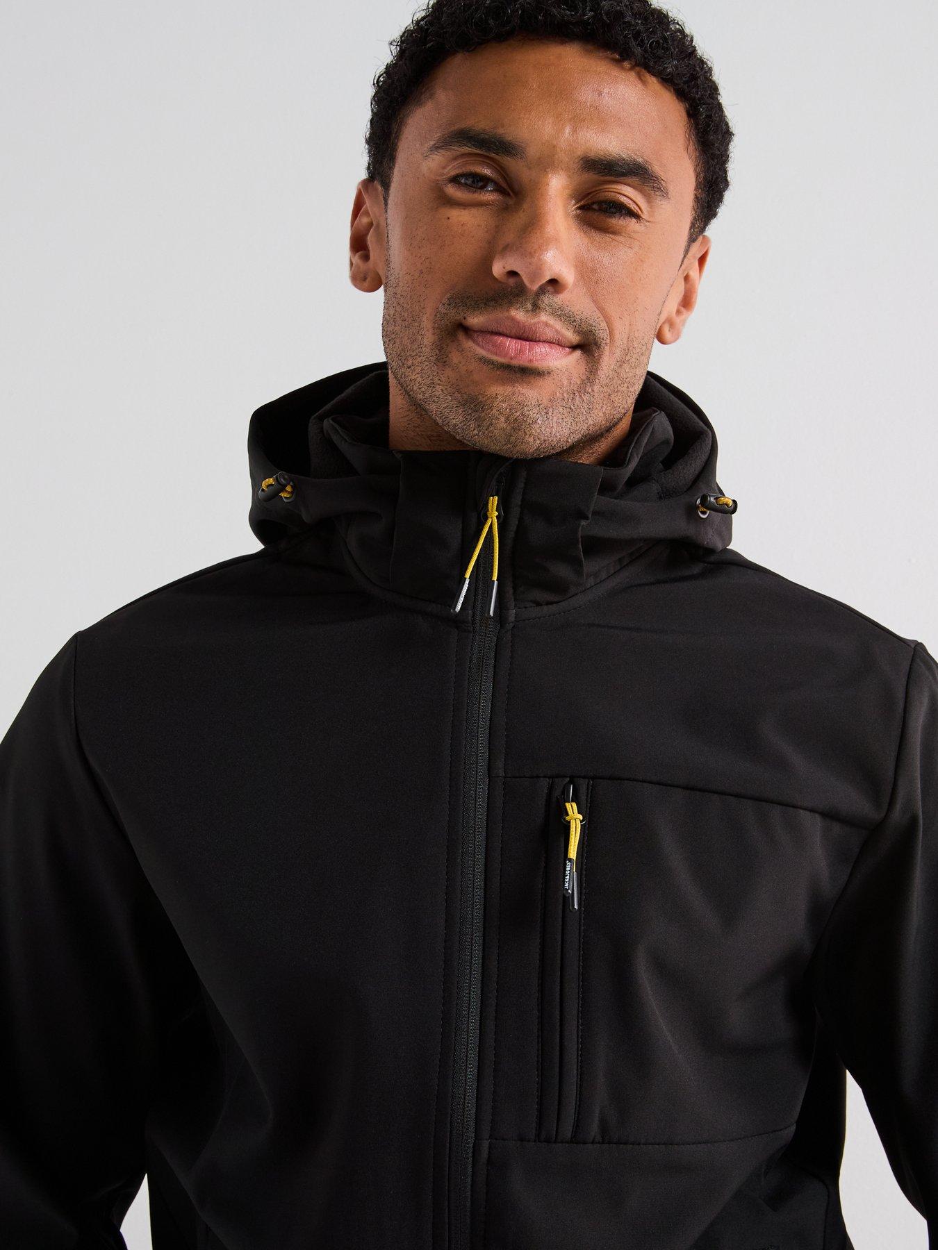 Jack & Jones Hatcher Softshell Hooded Coat - Black | Very