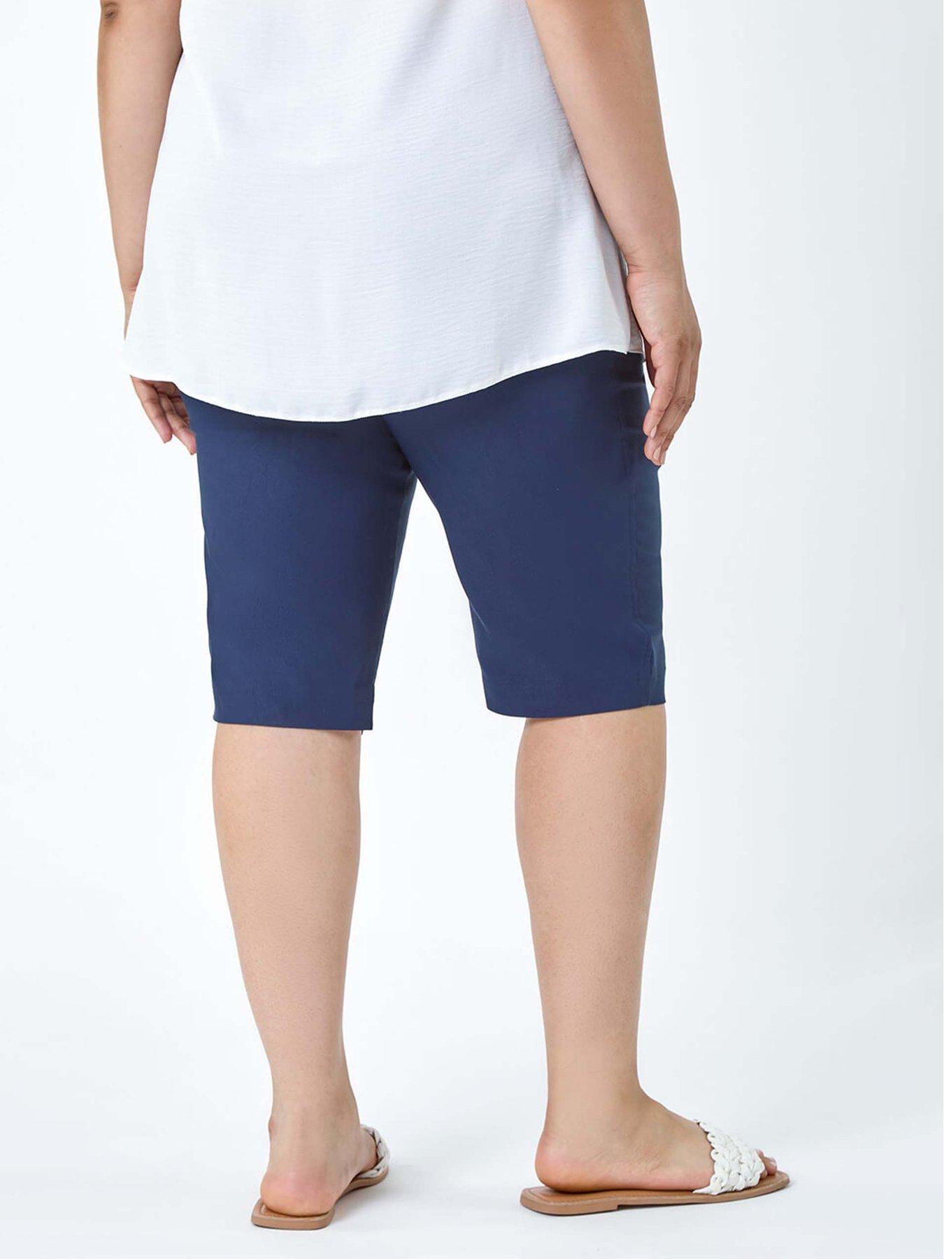 Roman Curve Knee Length Stretch Shorts - Navy | Very