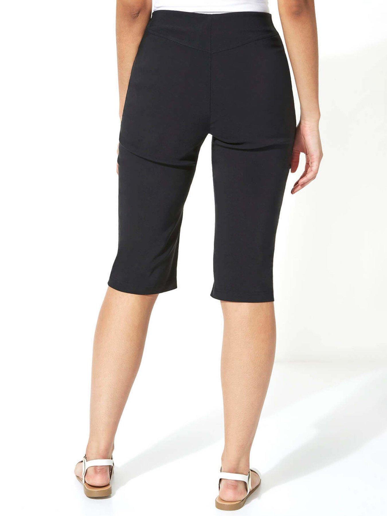 Roman Stretch Knee Length Elastic Waist Shorts - Black | Very